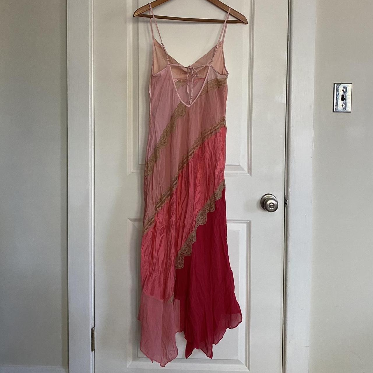 Rare 2002 pink ombré layered 100% silk slip dress by... - Depop