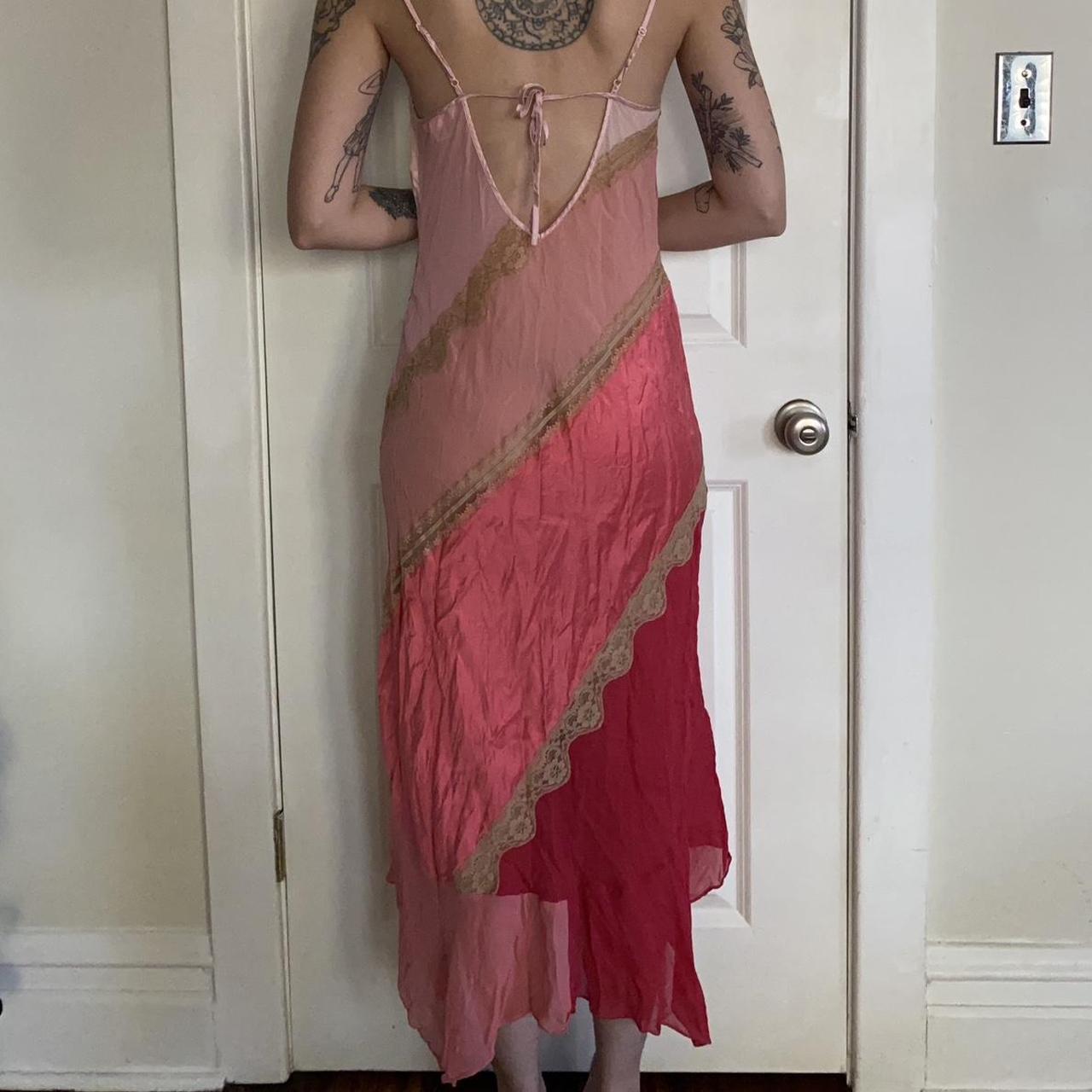 Rare 2002 pink ombré layered 100% silk slip dress by... - Depop