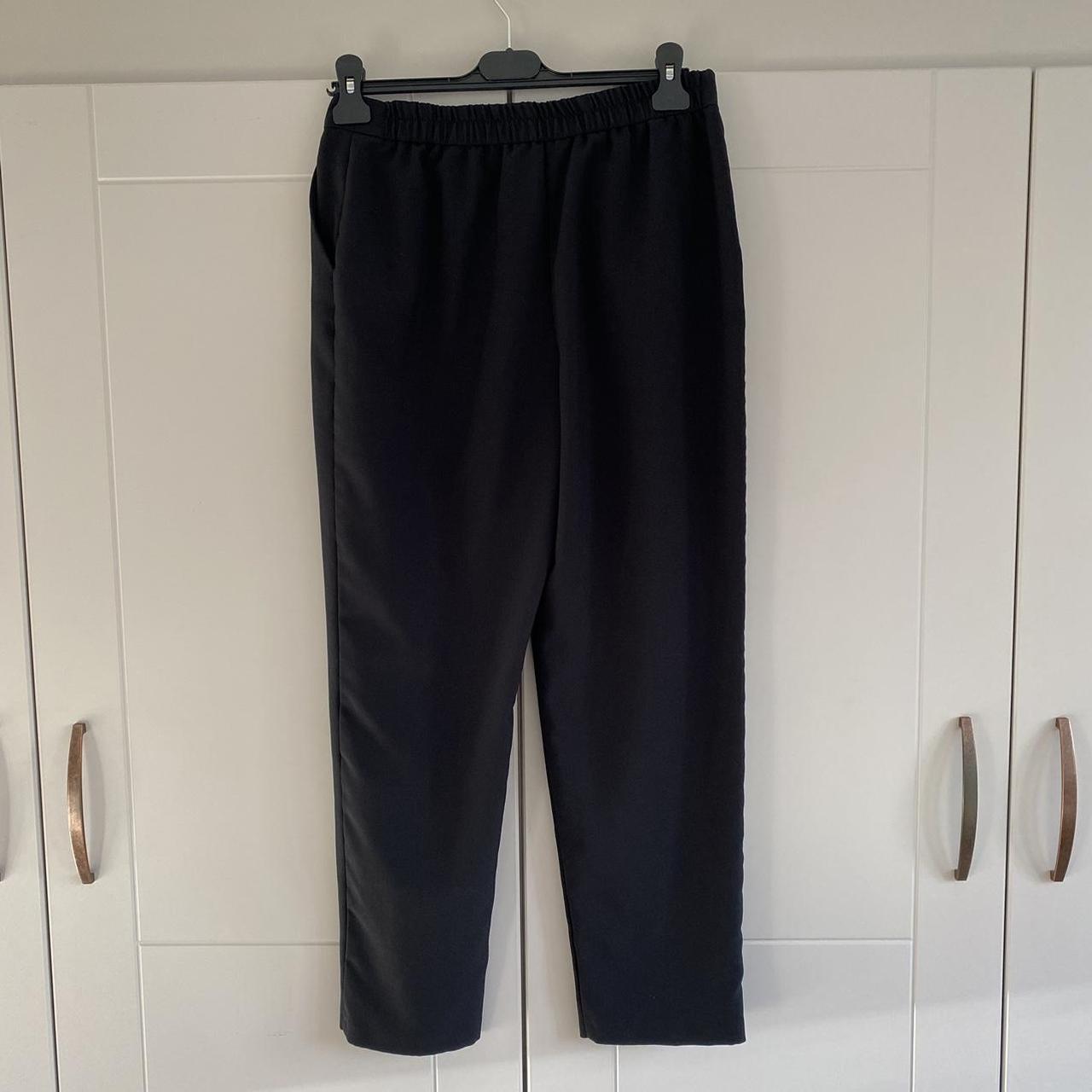 Black smart work trousers - tapered with elasticated... - Depop