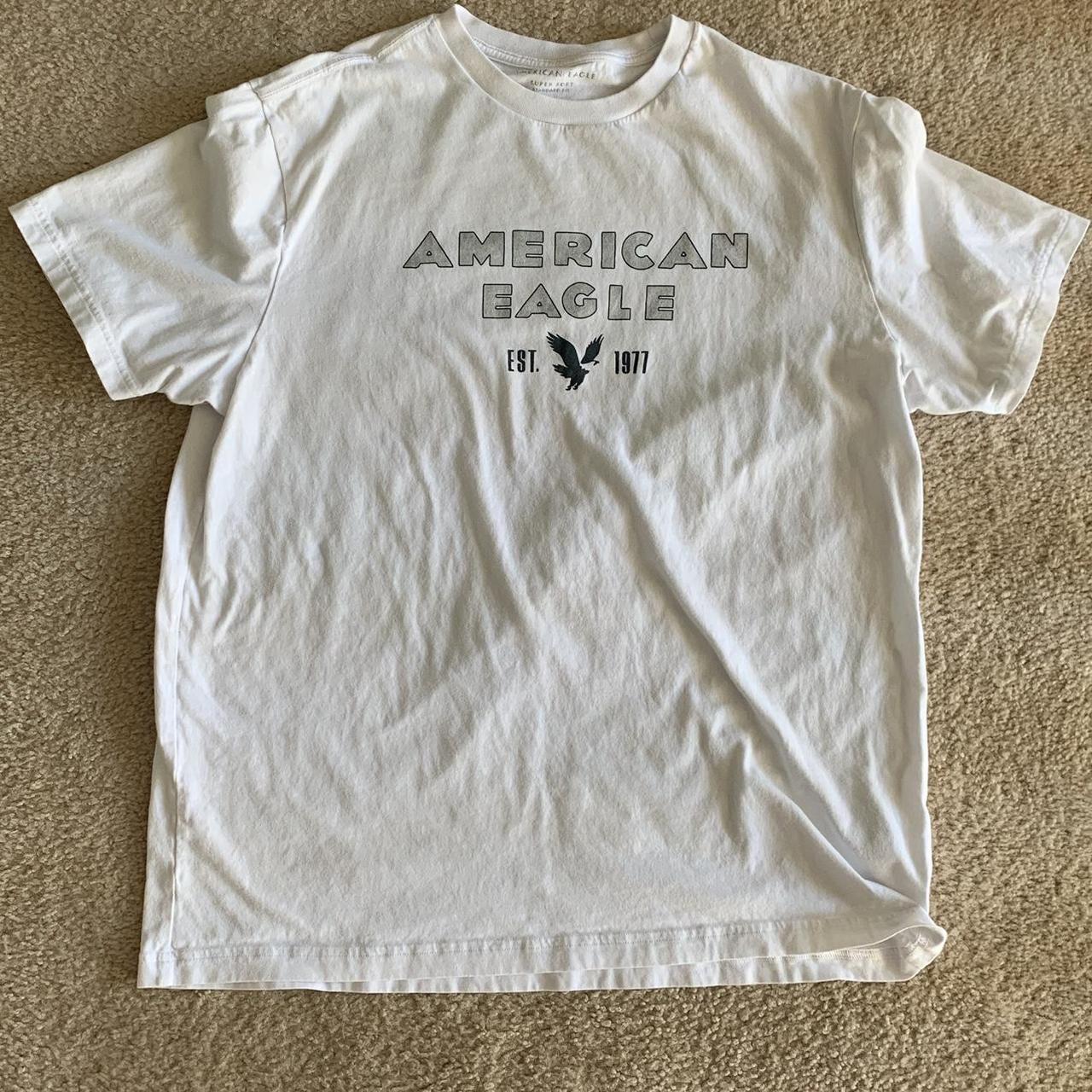 size large, white american eagle t shirt. excellent... - Depop