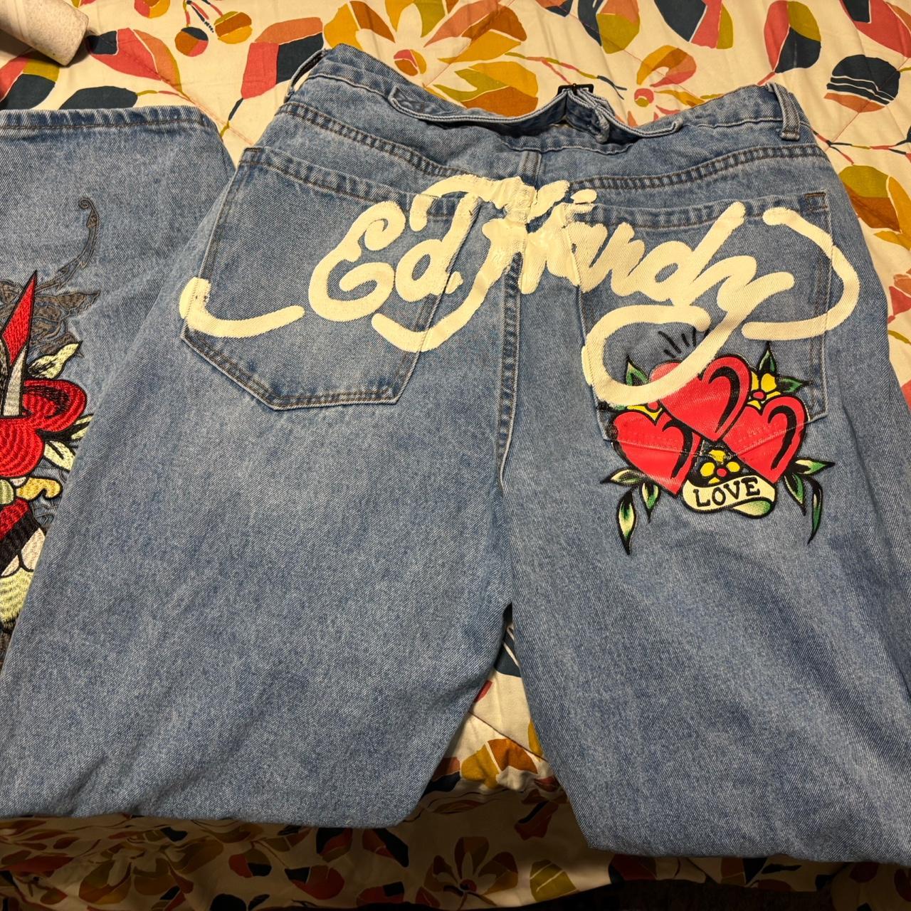 ed hardy denim jeans size 30 & large in WOMEN!!! | Depop