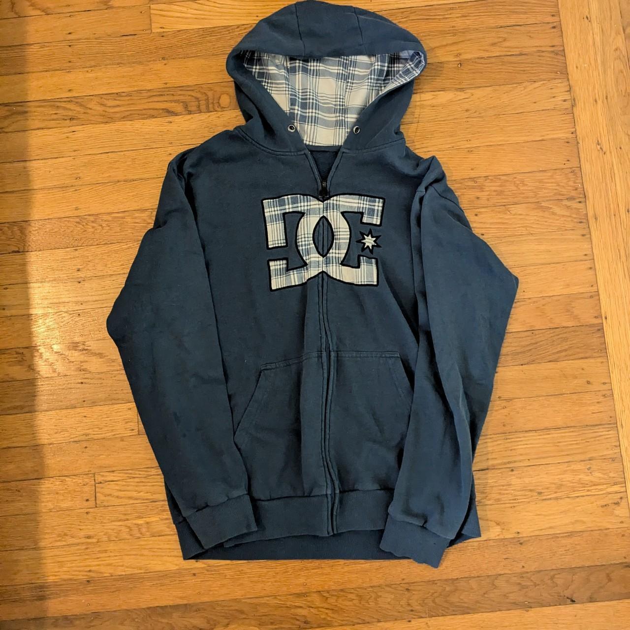 00's Vintage baggy dc zip up with flannel patterns... - Depop