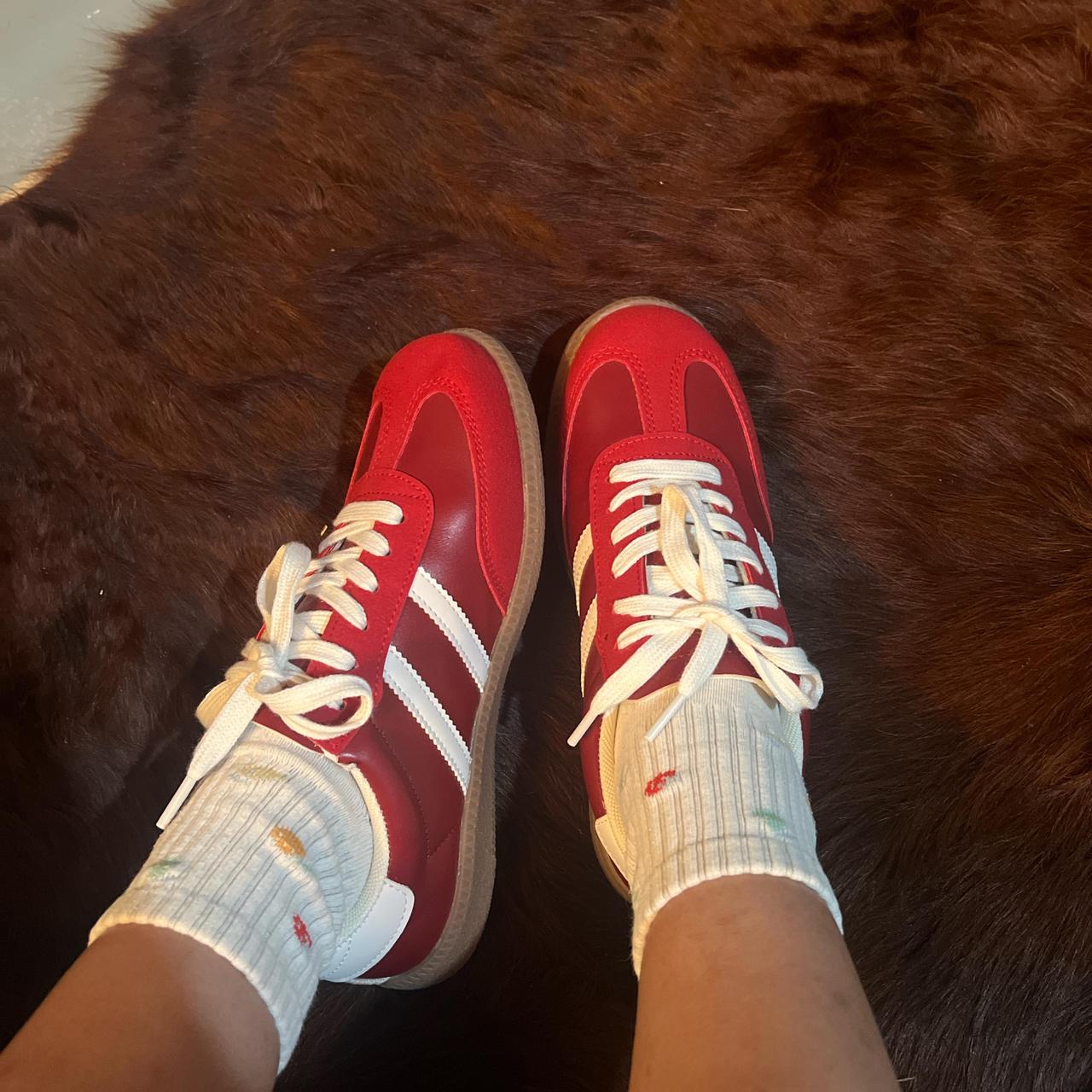 Cute Women’s Red Sneakers Retro and chic in the... - Depop