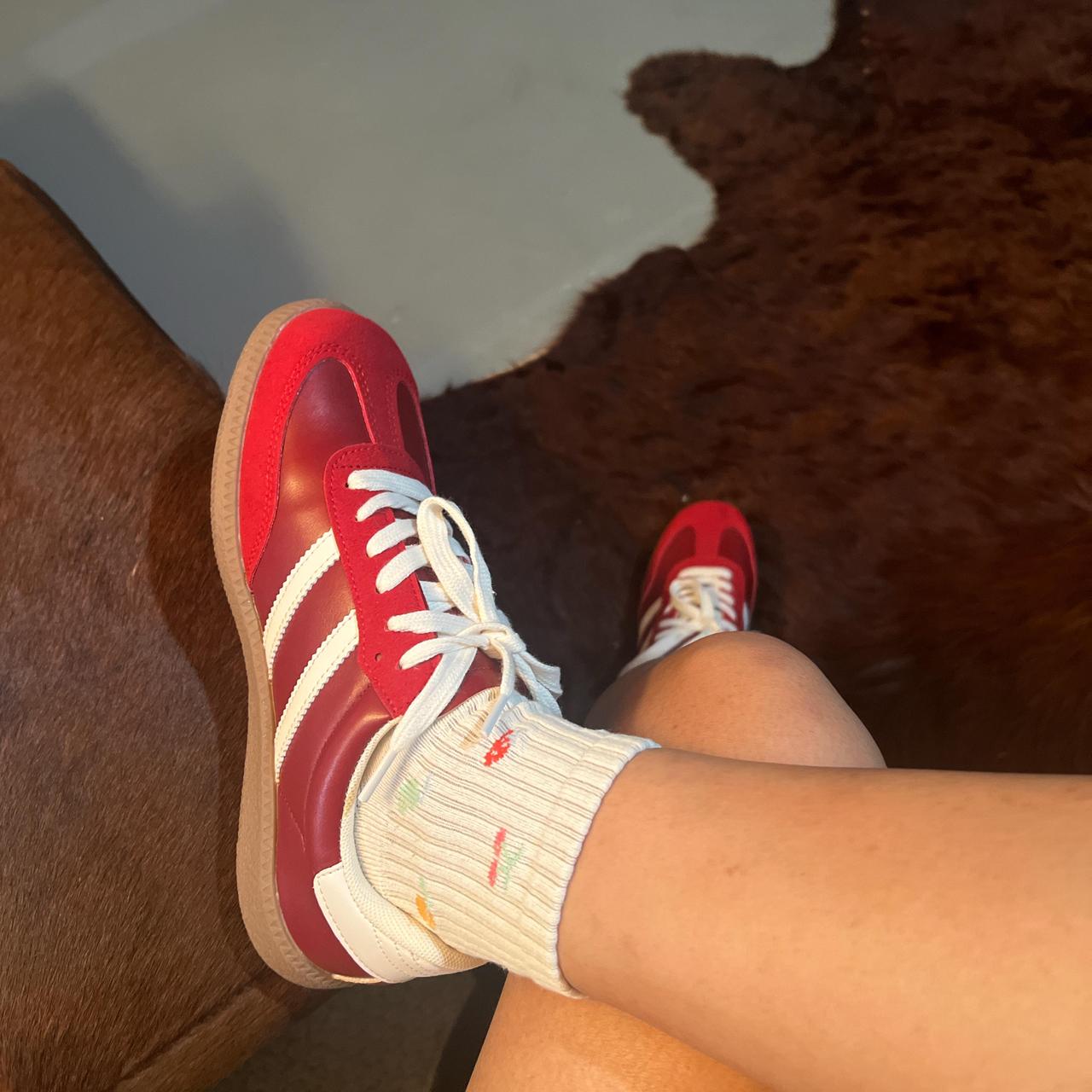 Cute Women’s Red Sneakers Retro and chic in the... - Depop