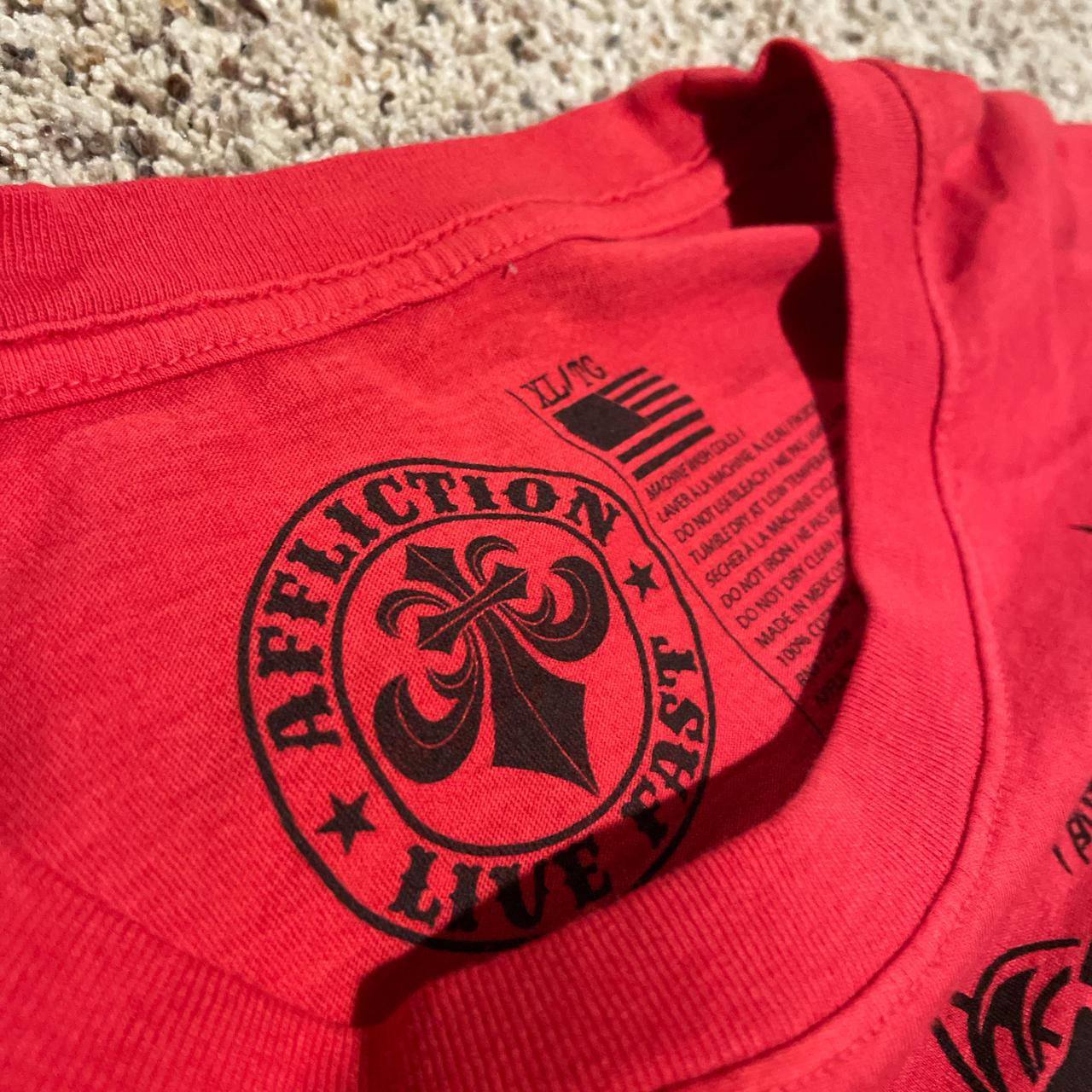 Red Affliction shirt with skulls and crossbones #skater | Depop