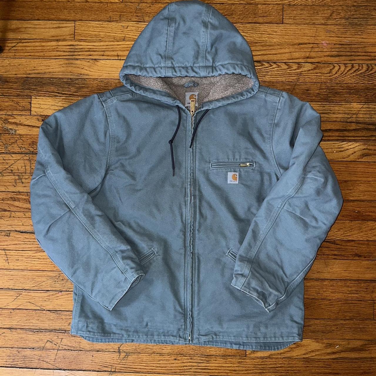 Rare Sky blue Carhartt J141 Sherpa lined Excellent... | Depop
