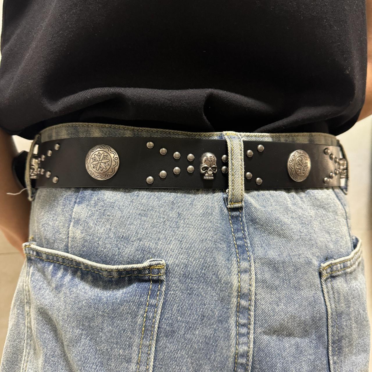 y2k vintage gothic punk belt for man and woman,... - Depop