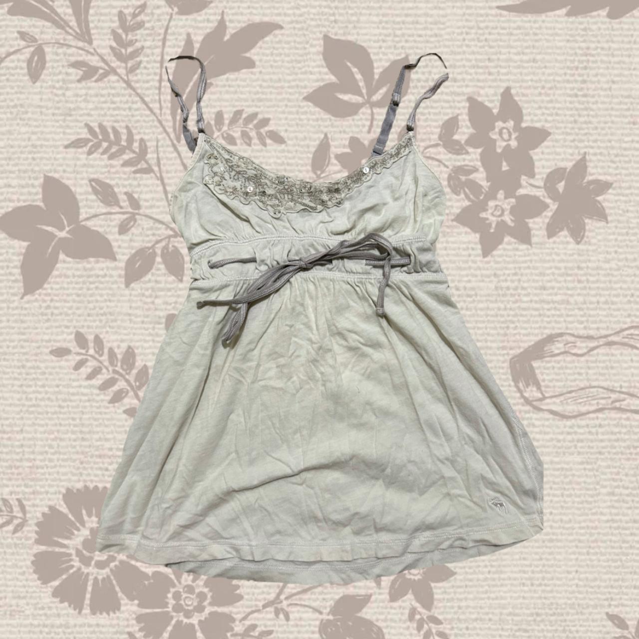 Abercrombie & Fitch babydoll tank top ~ greyish blue... - Depop