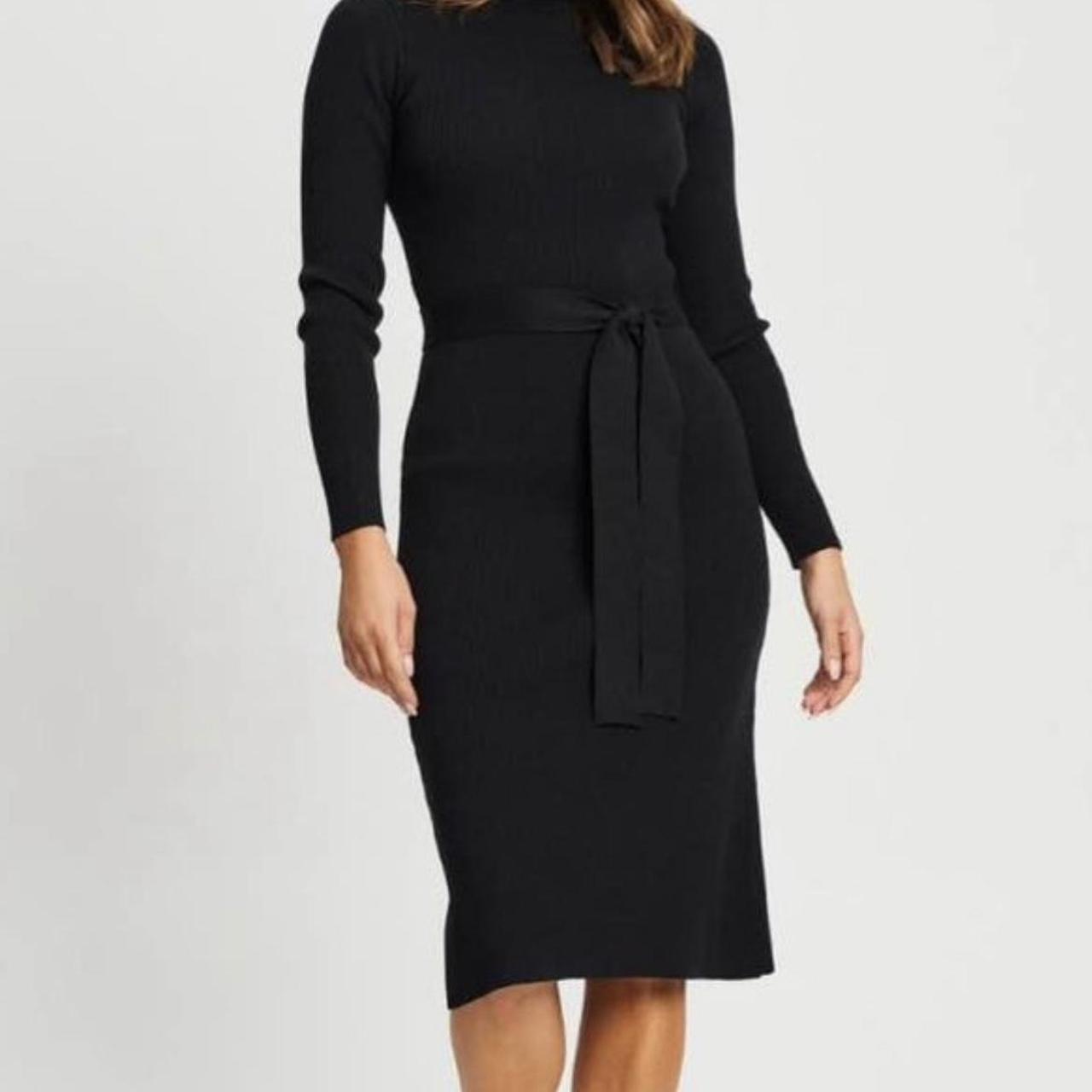 Tussah knit dress black with tie Size 12 - Depop