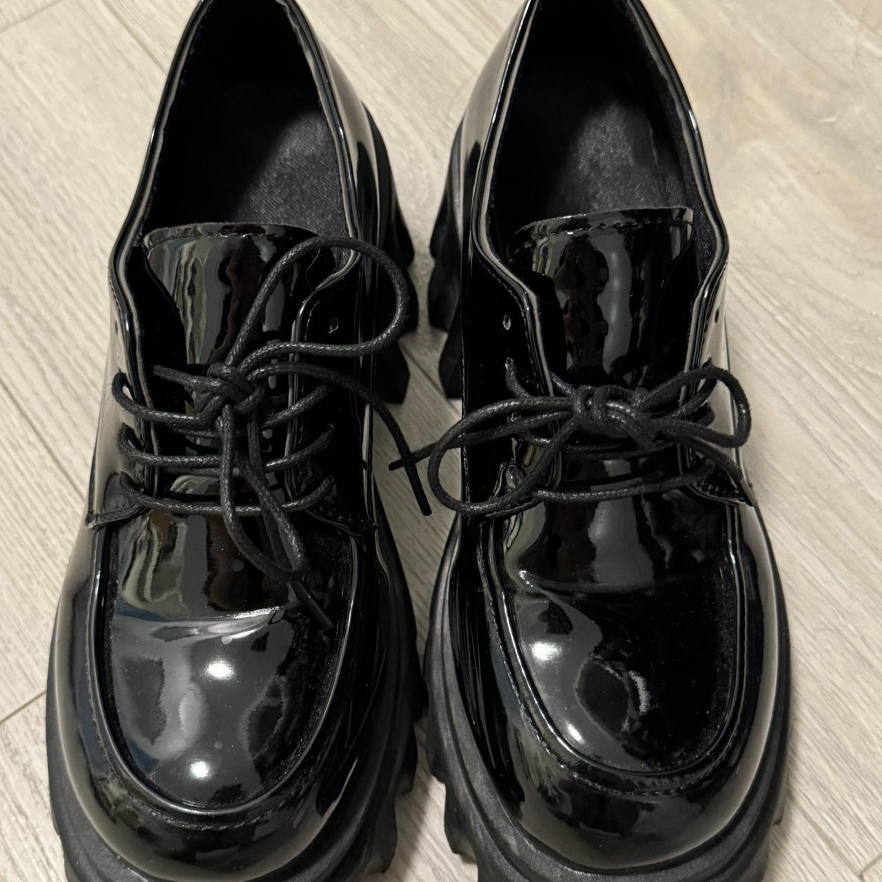 Lace-up Front Platform Oxford Shoes, Black chunky... | Depop