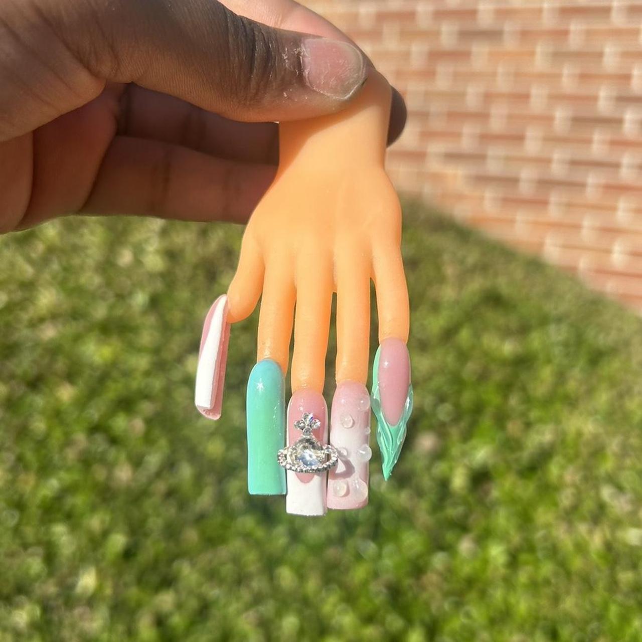 Custom acrylic nail keychain 🫧 . #nails #nailart... | Depop