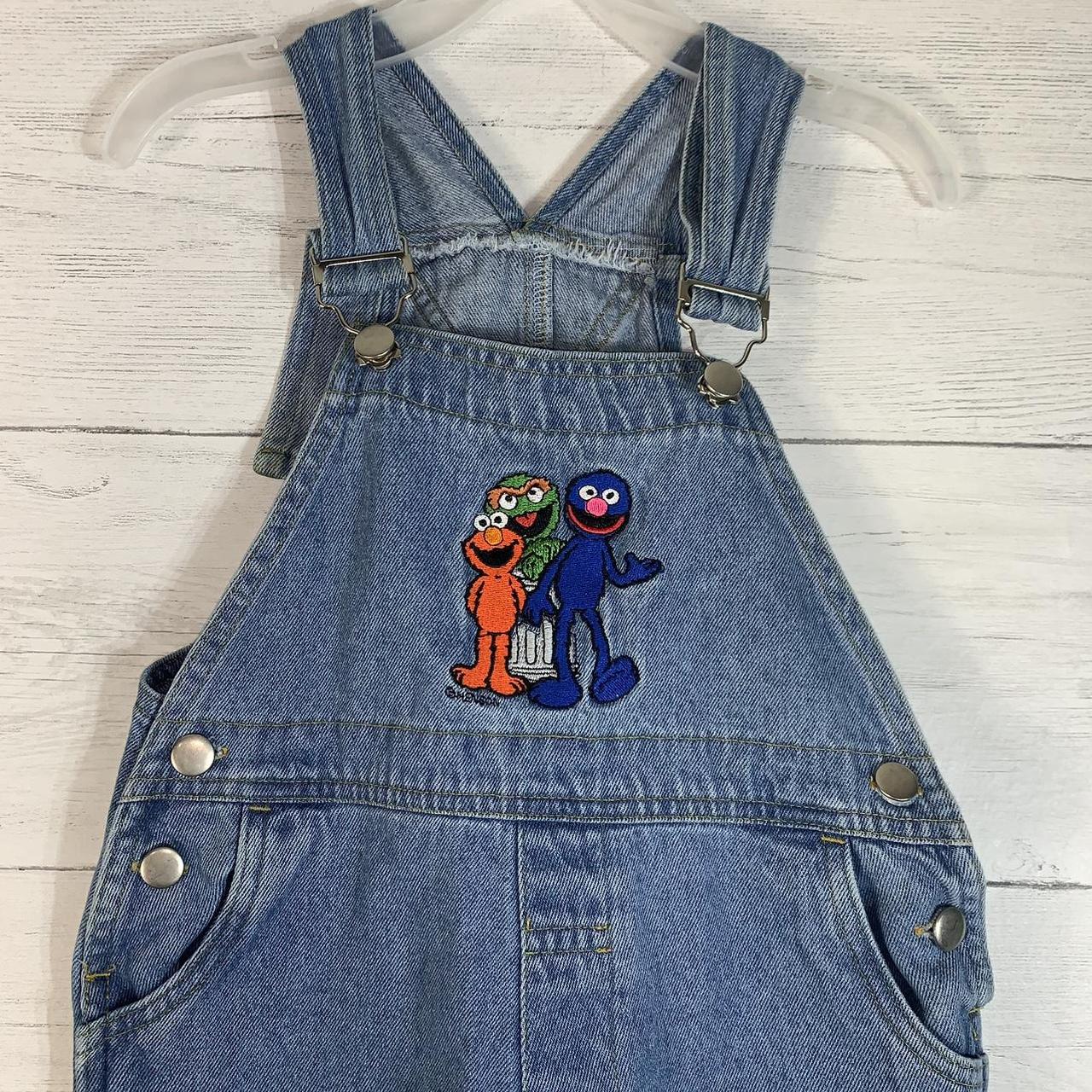 Sesame Street denim overalls with embroidered Sesame... - Depop