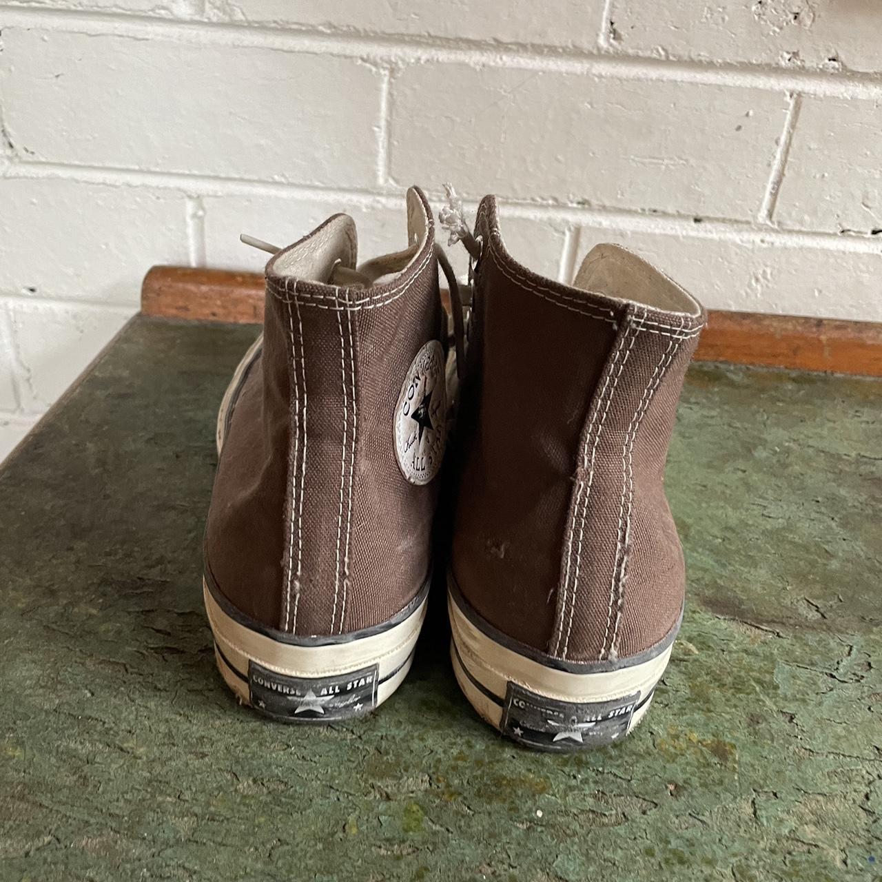 Brown high top converse Purposefully scuffed and one... - Depop
