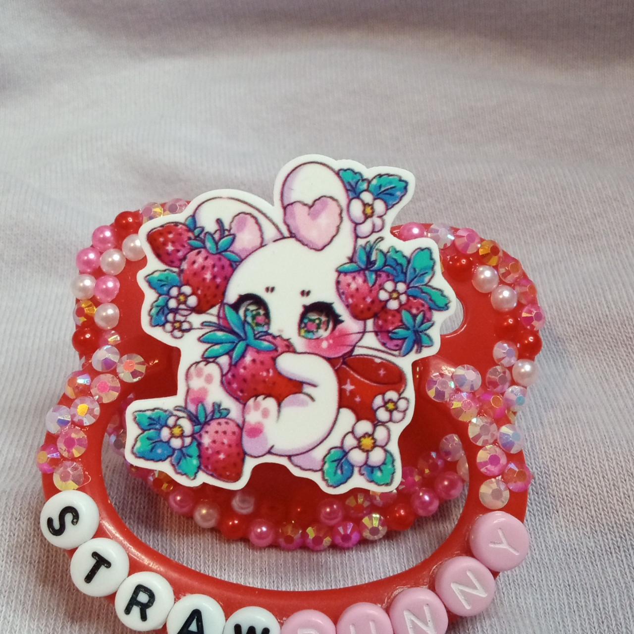 Strawbunny Paci Made by @spiderdust.decos on Insta... - Depop