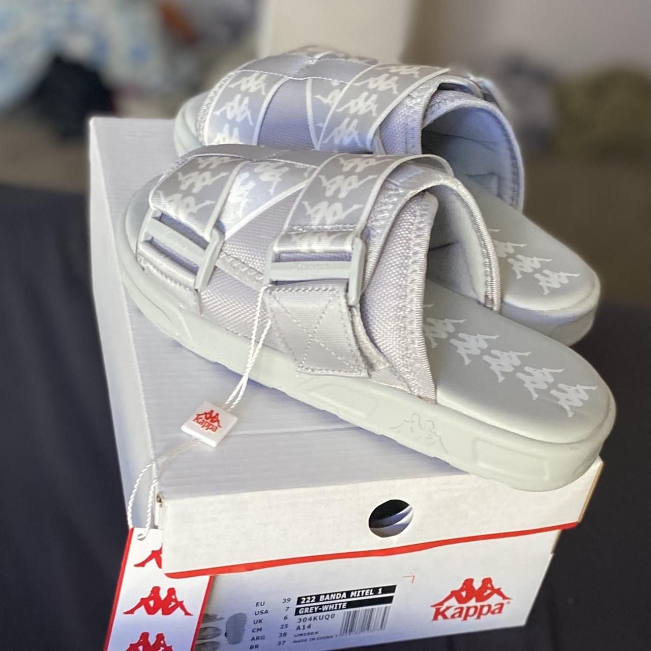 Kappa slides (grey-white ) - Depop