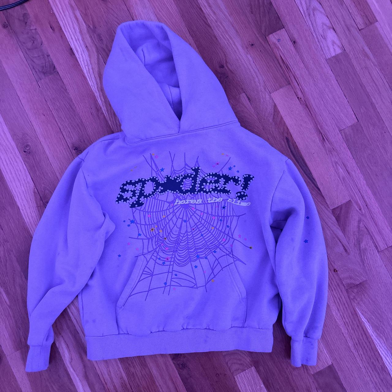 Sp5der young thug purple/acai spider hoodie... - Depop