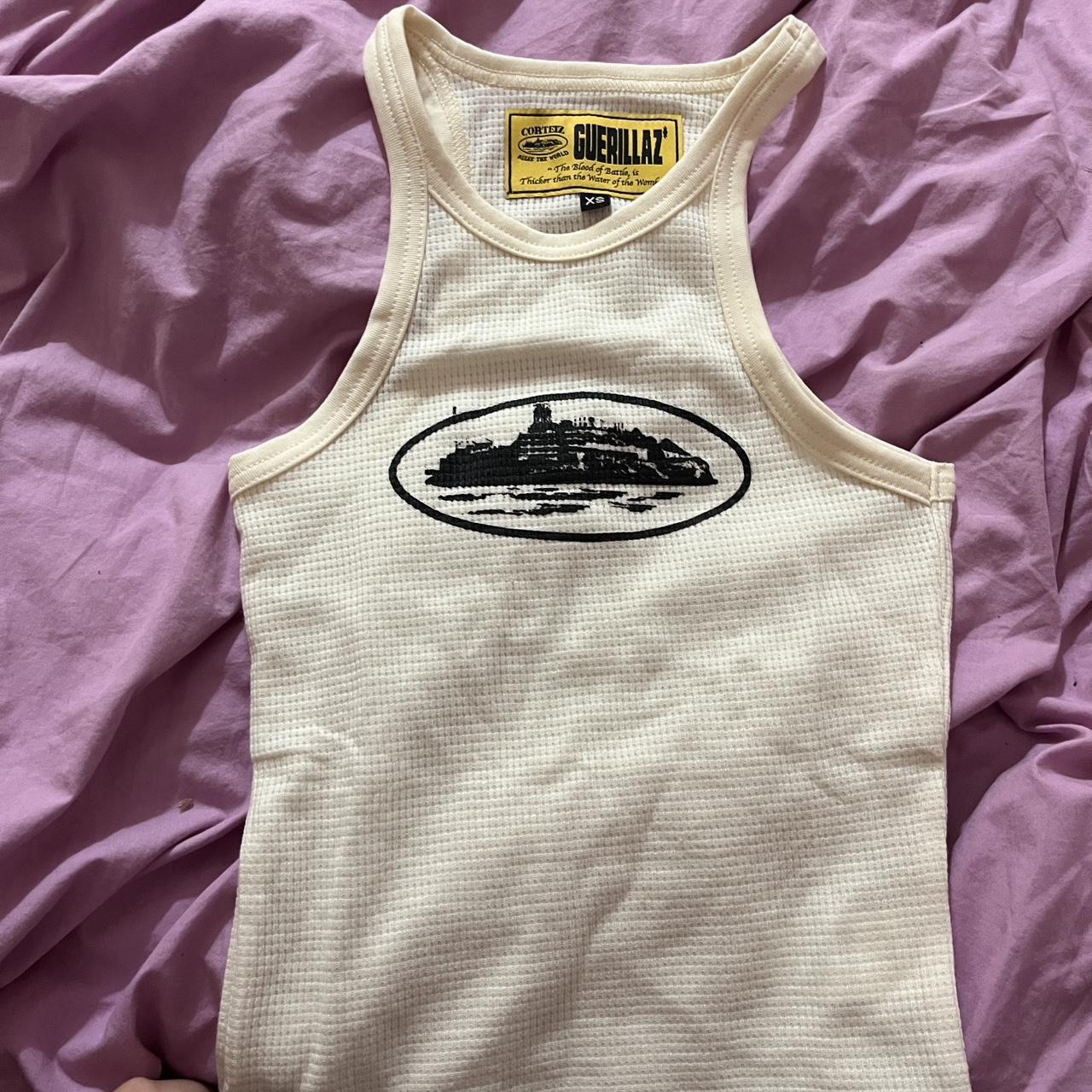 Cream Corteiz tank top , never worn XS but can fit S - Depop