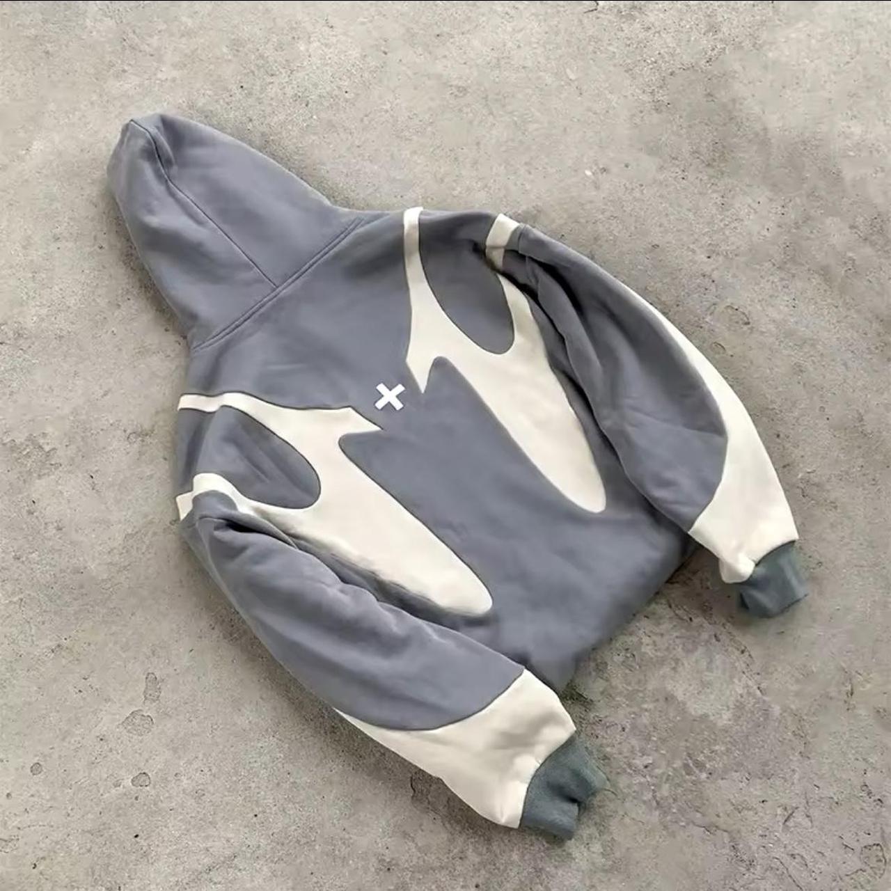 American Retro Letter Printed Devil Pattern Hoodie... - Depop