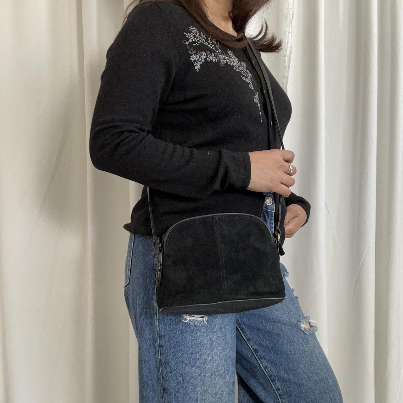 Vintage Black Valerie Stevens suede crossbody... | Depop
