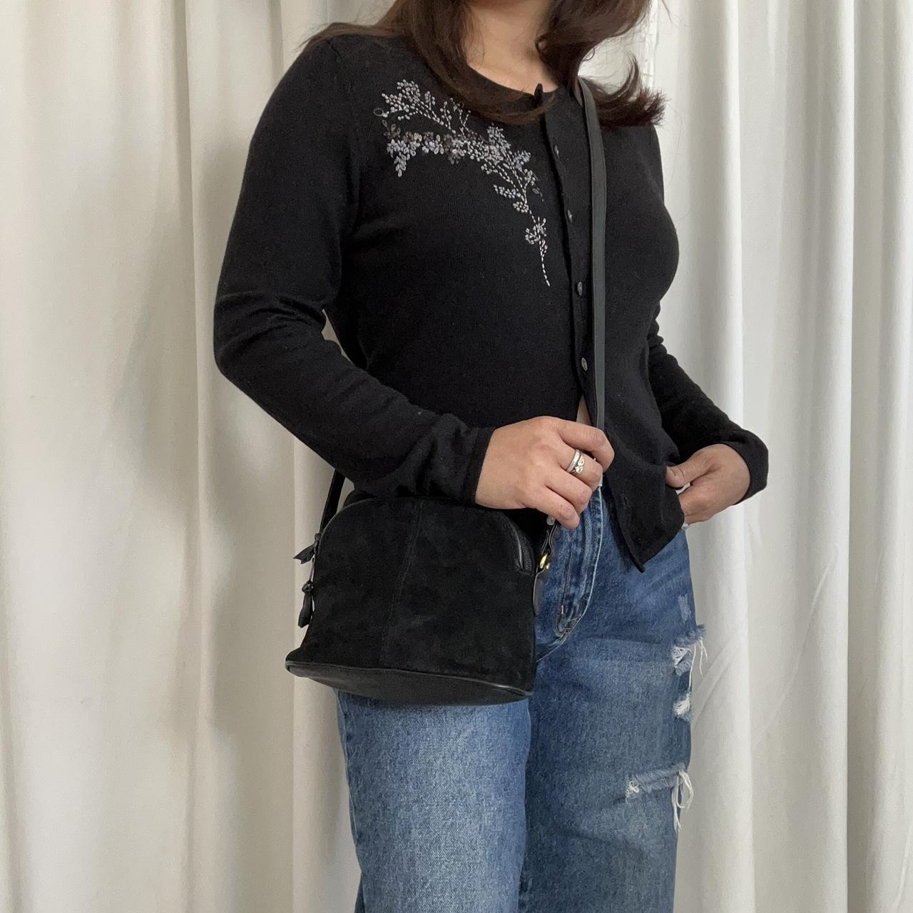 Vintage Black Valerie Stevens suede crossbody... | Depop