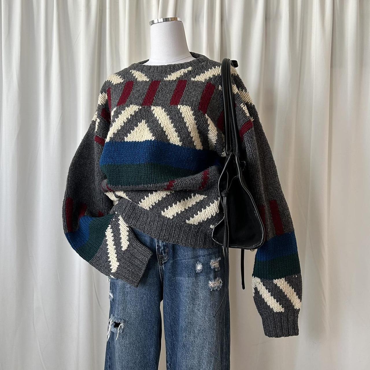 Vintage 1980s Henry Grethel 100% Wool Multicolored... | Depop