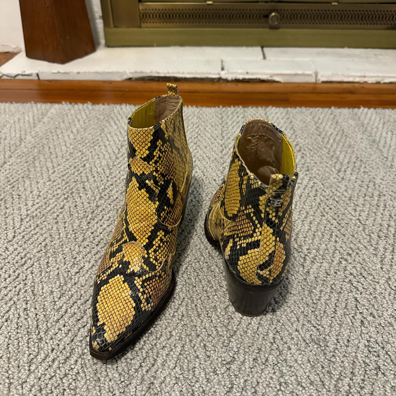 Sam Edelman leather yellow snake skin western boots - Depop