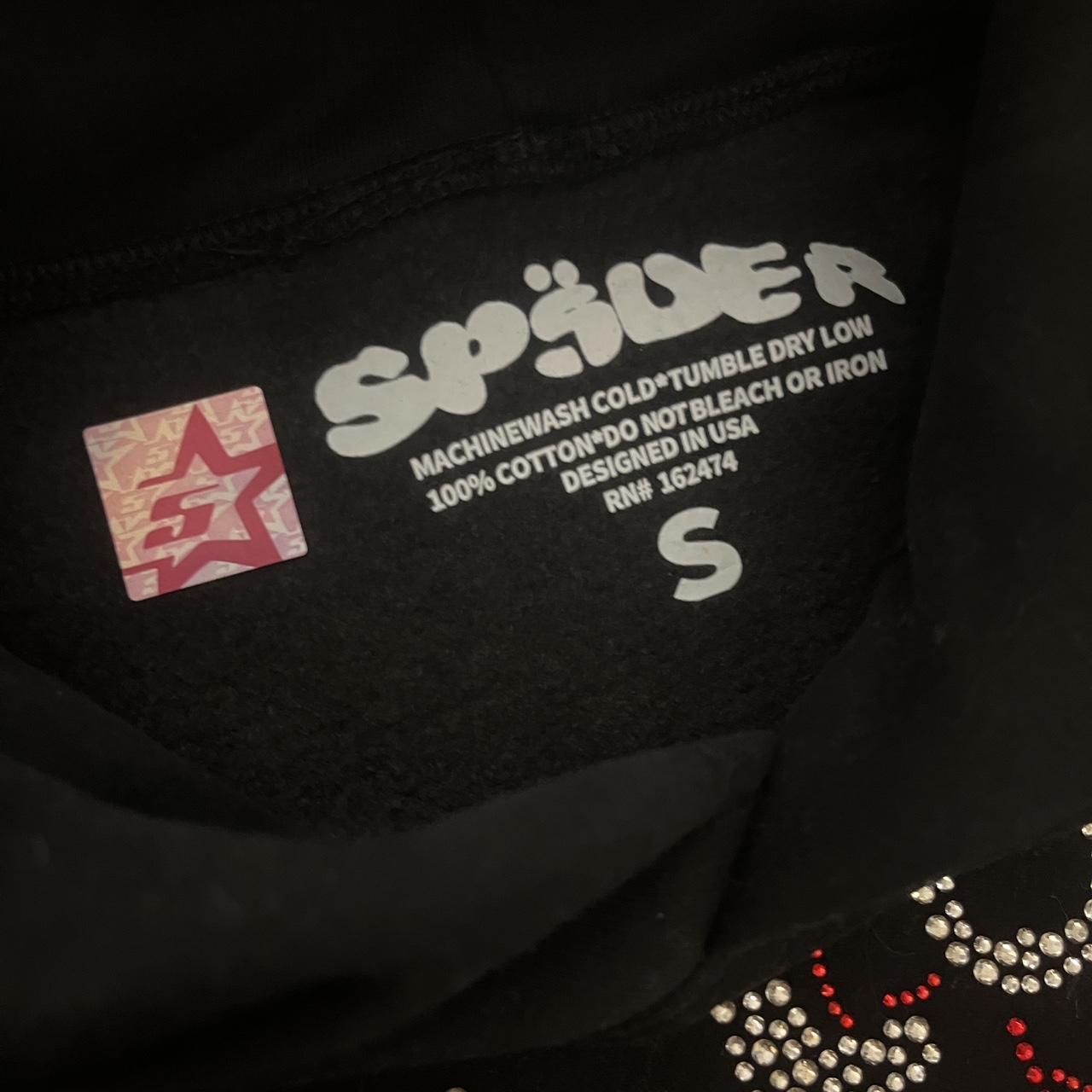 Sp5der Red, Black Rhinestone Hoodie 📲 MESSAGE... | Depop