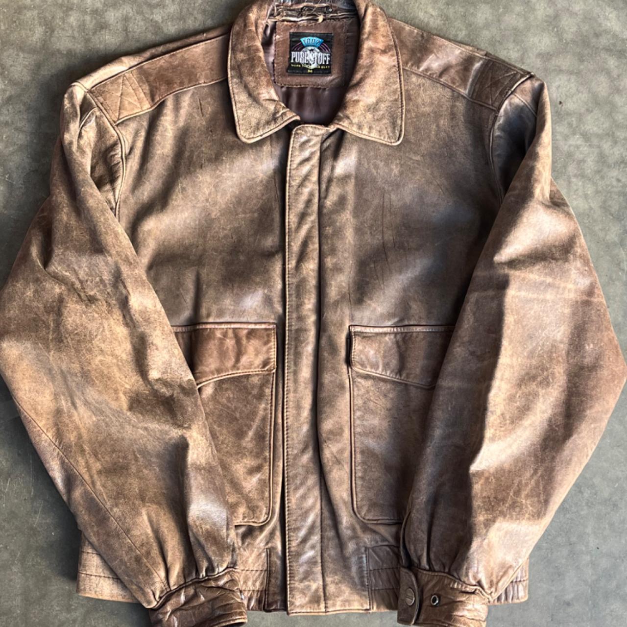 Beautiful brown leather jacket size medium with... - Depop