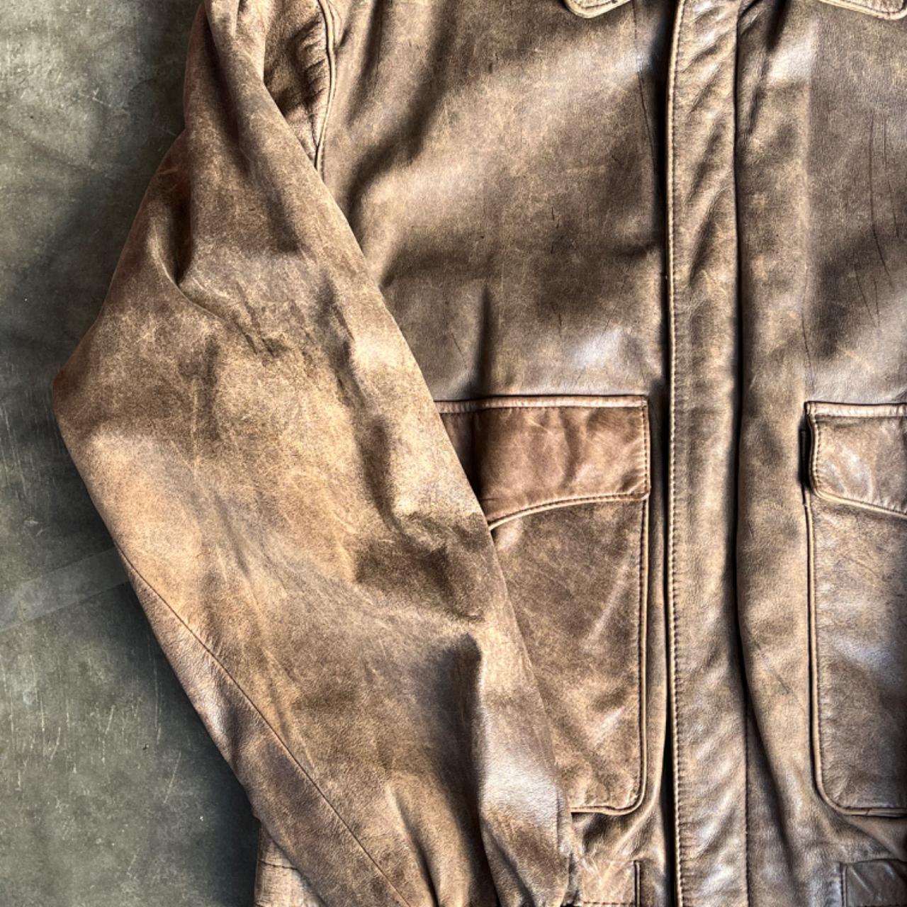 Beautiful brown leather jacket size medium with... - Depop