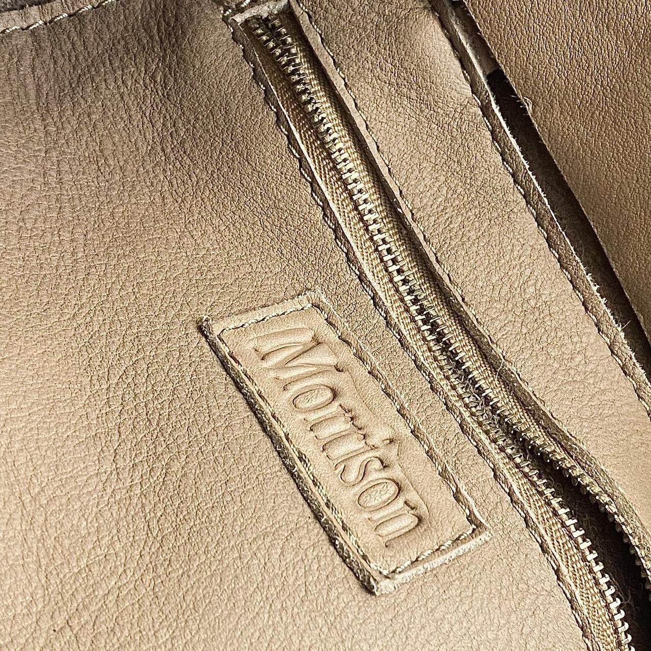Tan and brown leather tote bag Morrison inside zip... - Depop
