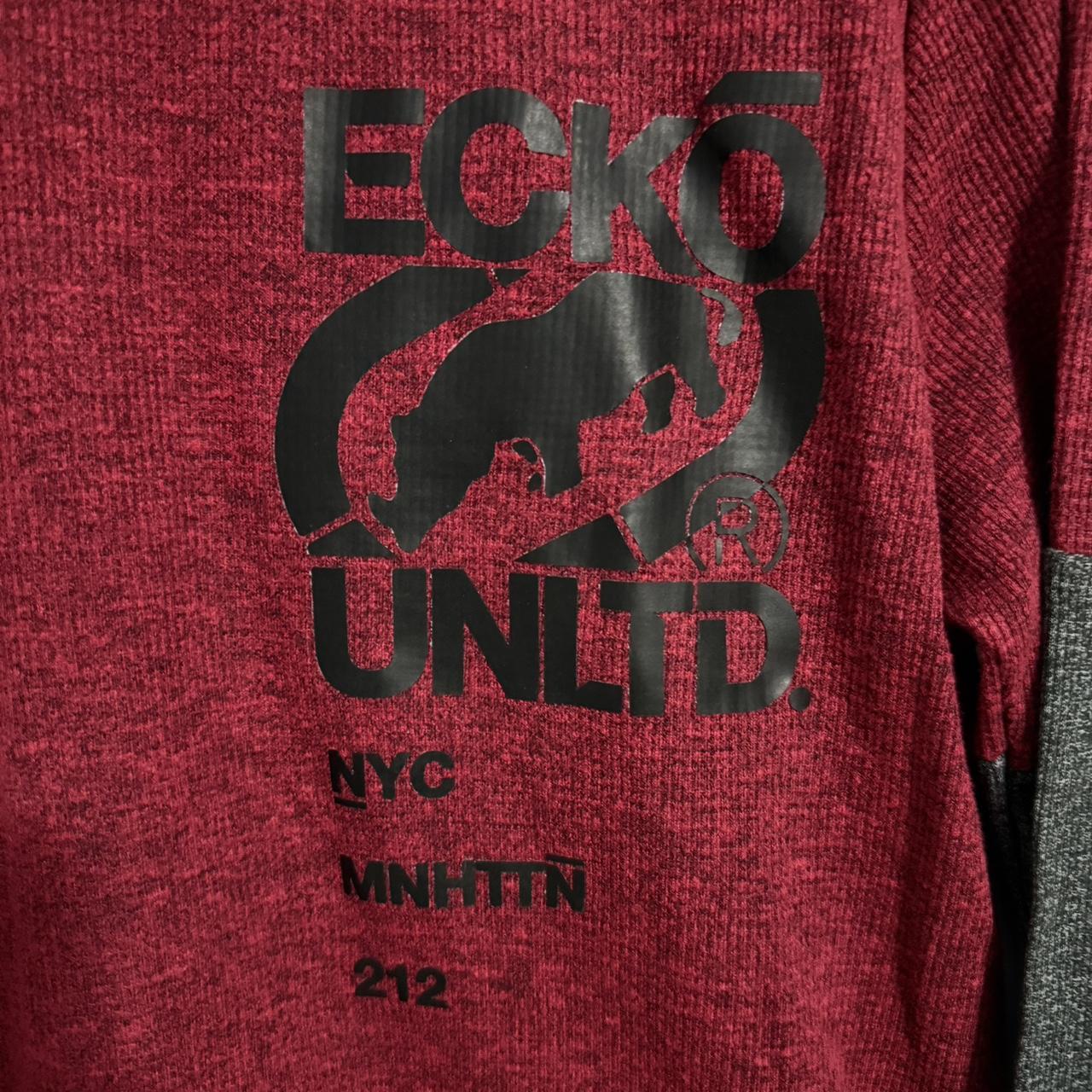 Ecko grey and red long sleeve shirt Size L Message... - Depop