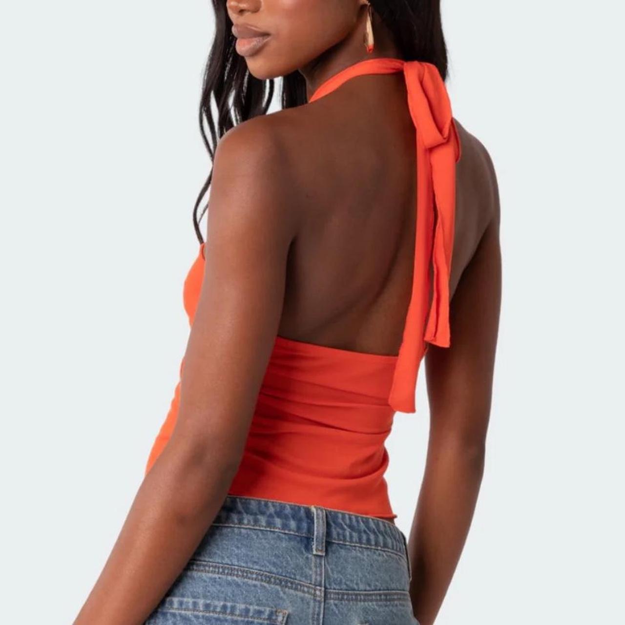 Edikted Orange halter top // brand new, never worn - Depop