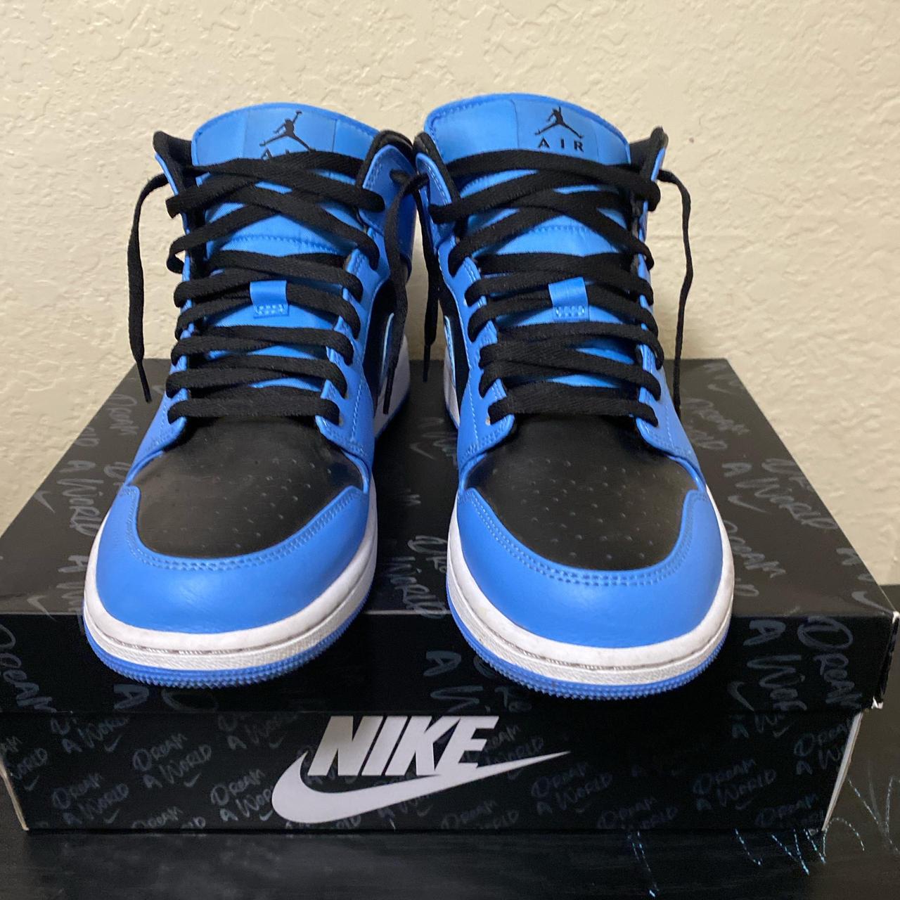 Jordan 1 mid university blue black - Depop
