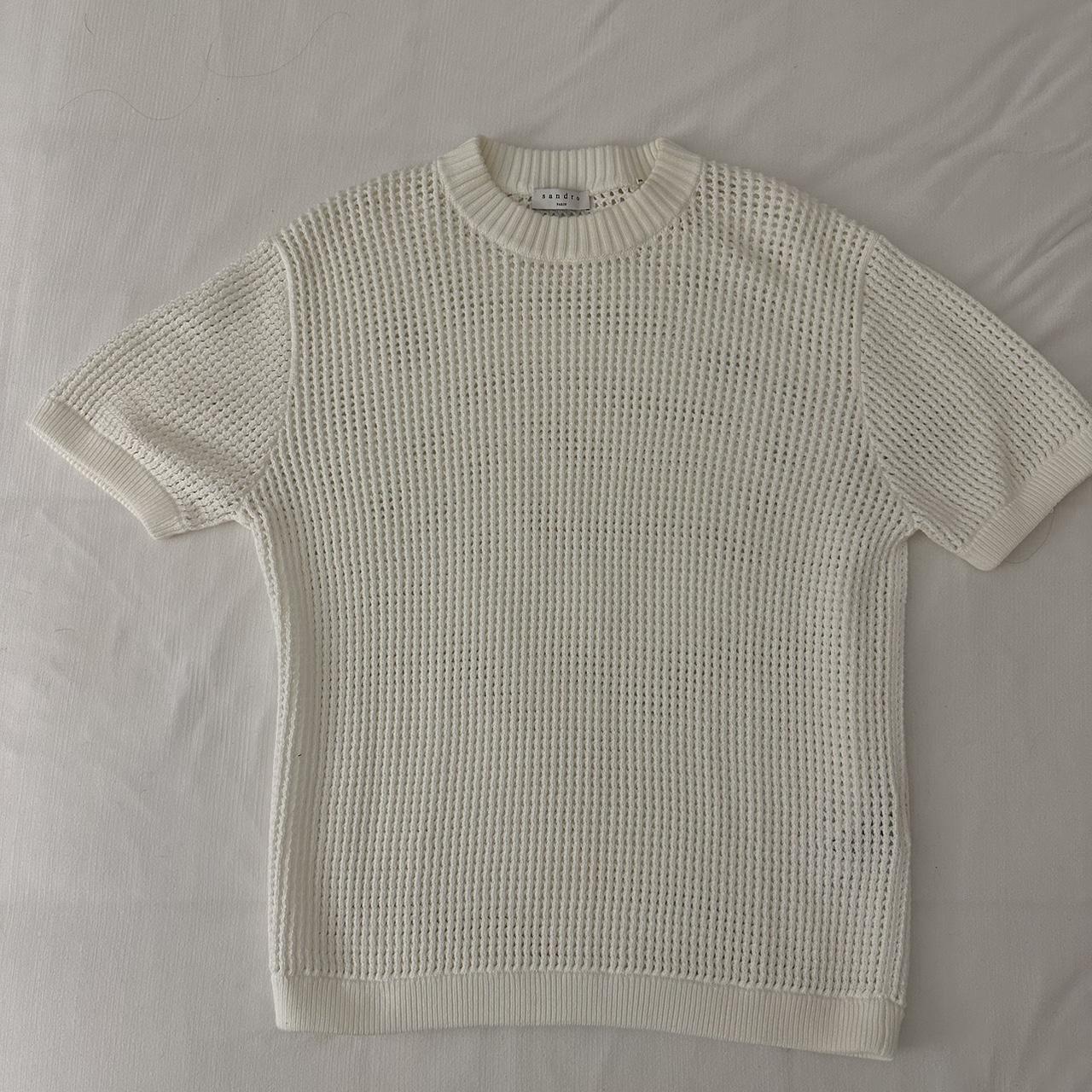 Sandro mens white knit shirt. - Depop