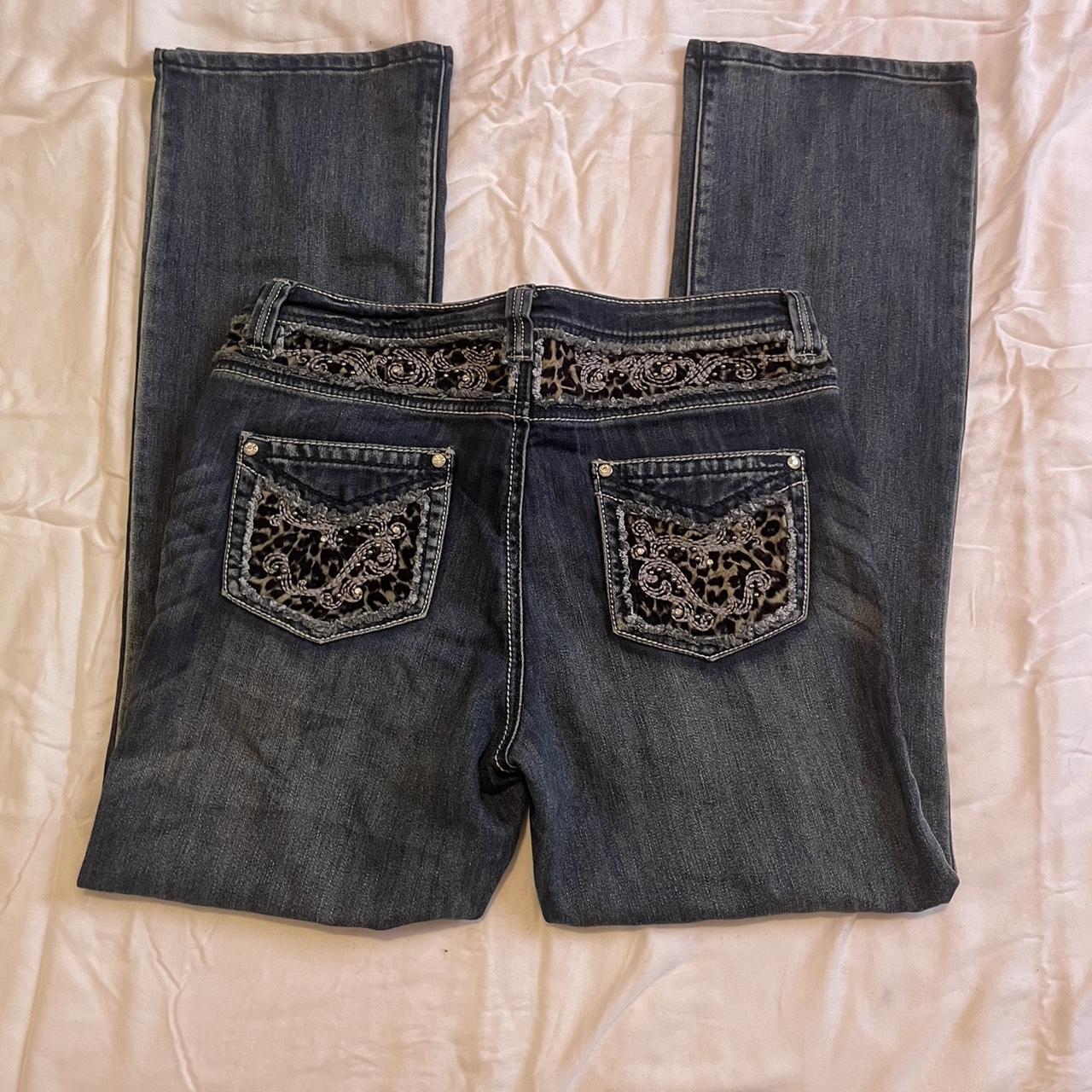 medium reba bootcut jeans with leopard print back... - Depop