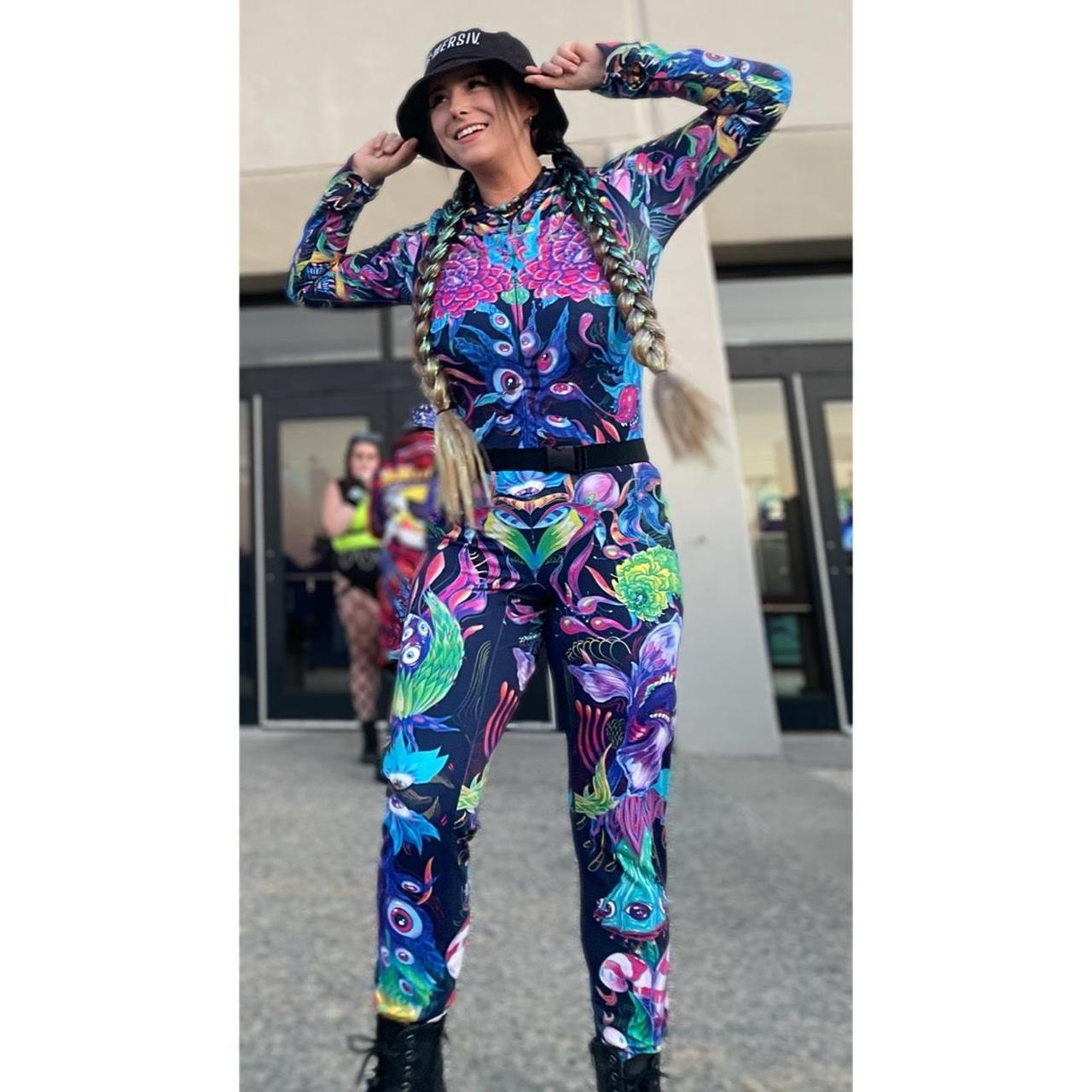 Badinka -Psy Flora Fit Onesie, XXL Form fitting... - Depop