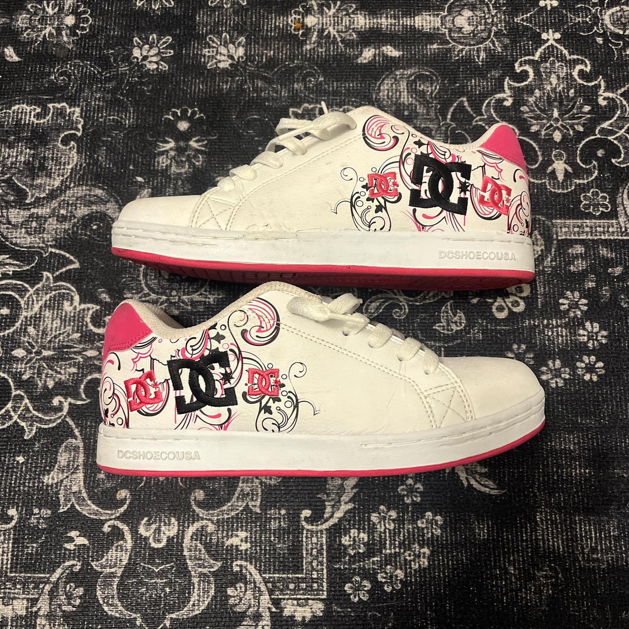 RARE PIXIE DC SHOES White and pink low top trainers!... | Depop
