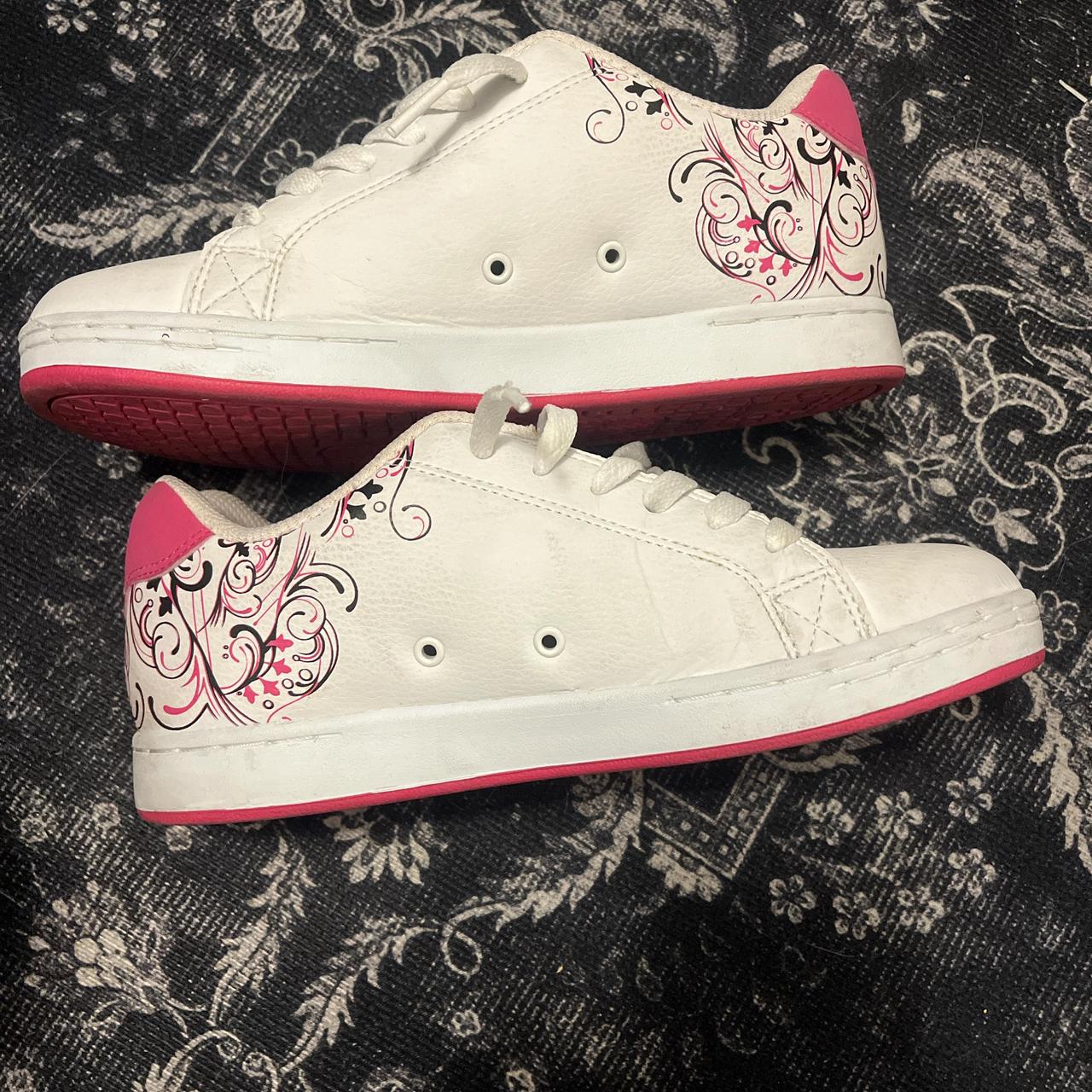RARE PIXIE DC SHOES White and pink low top trainers!... | Depop