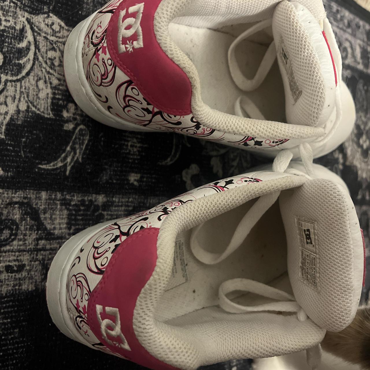 RARE PIXIE DC SHOES White and pink low top trainers!... | Depop
