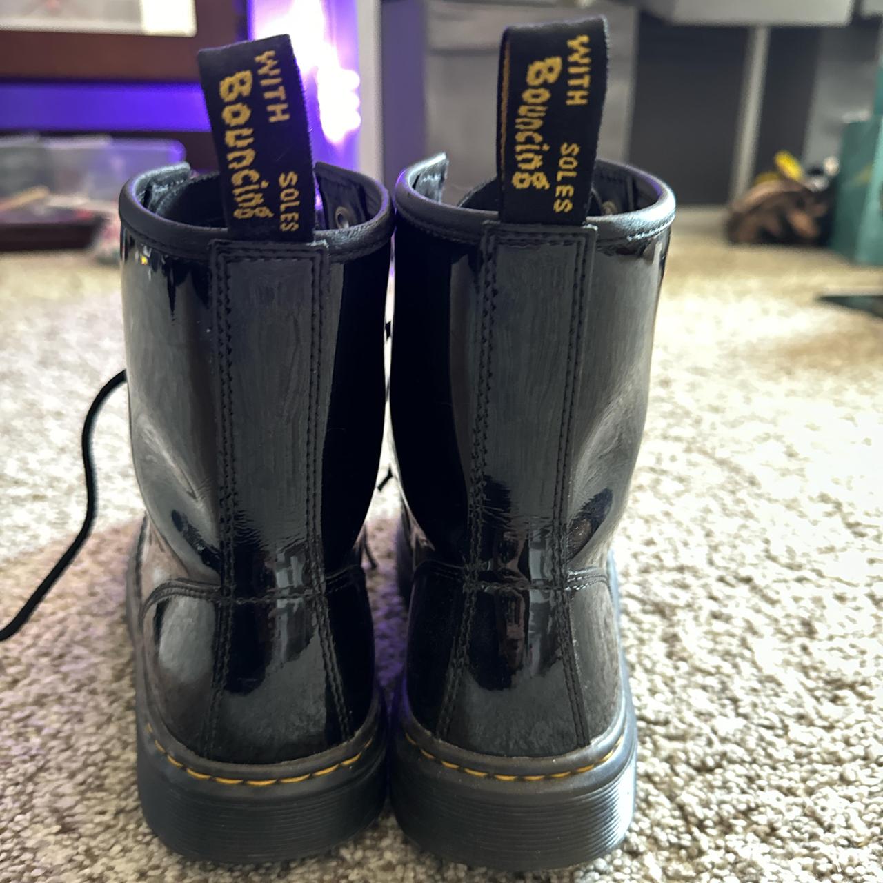 Dr martens bouncing souls shiny black combat boots... - Depop