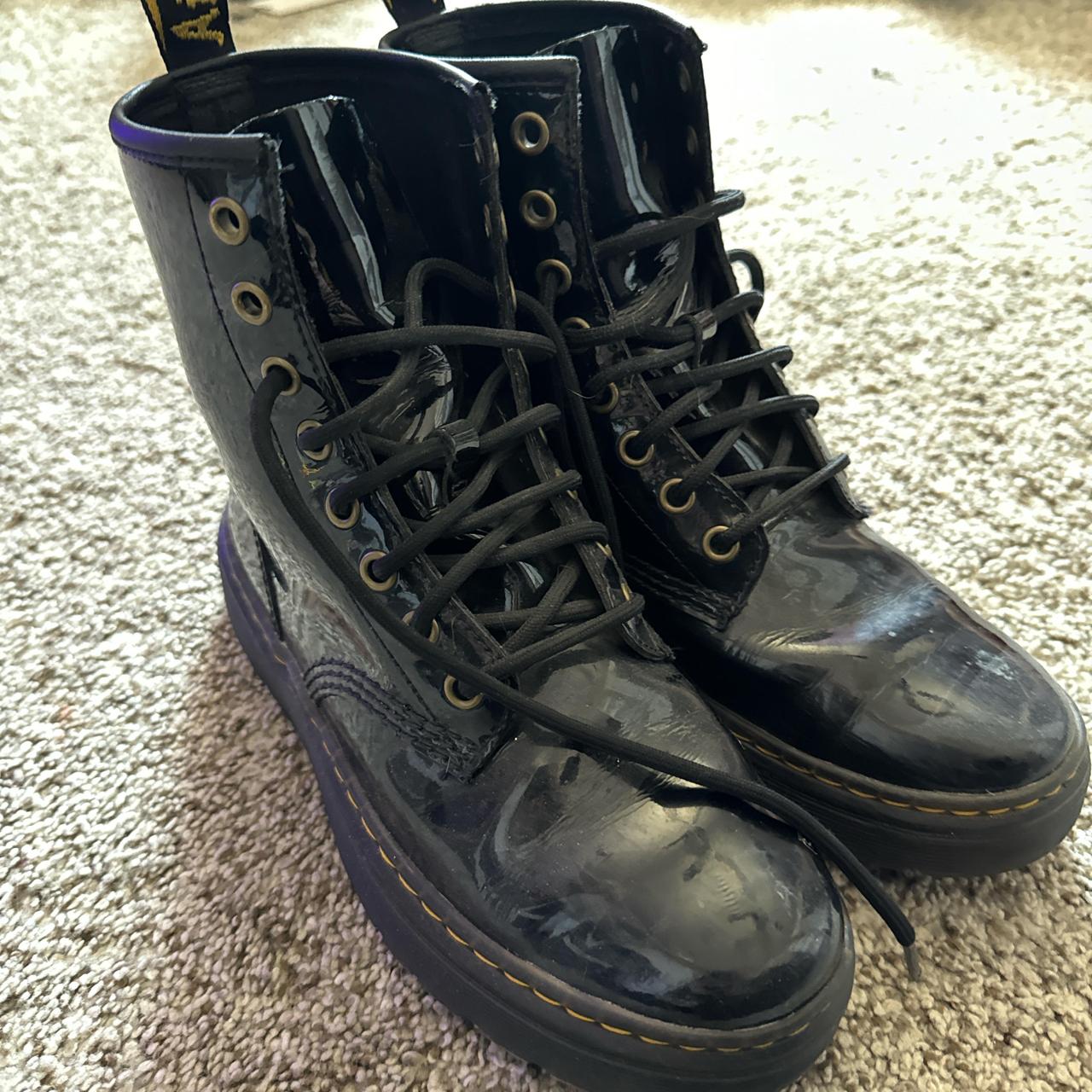 Dr martens bouncing souls shiny black combat boots... - Depop