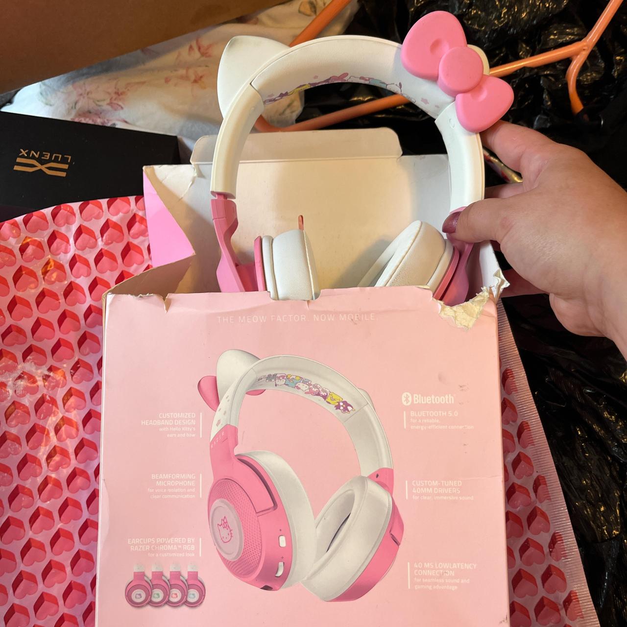 Hello Kitty themed Razor RGB headphones. - Depop
