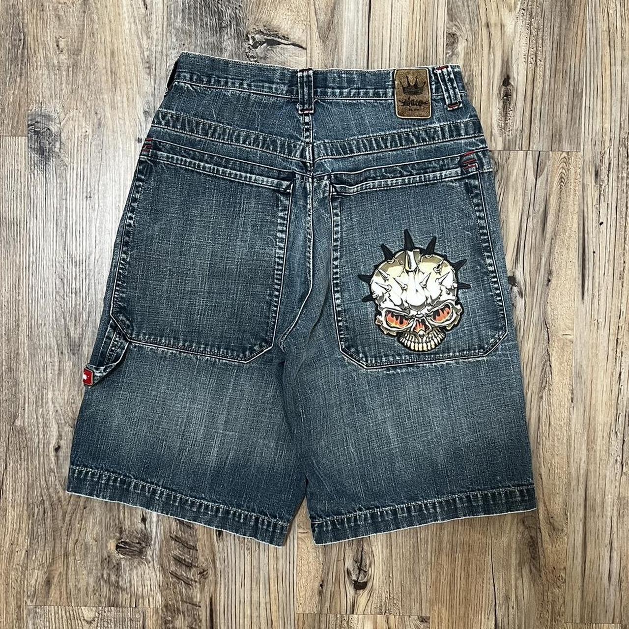 Vintage skull JNCO baggy jorts Size 31 condition... - Depop