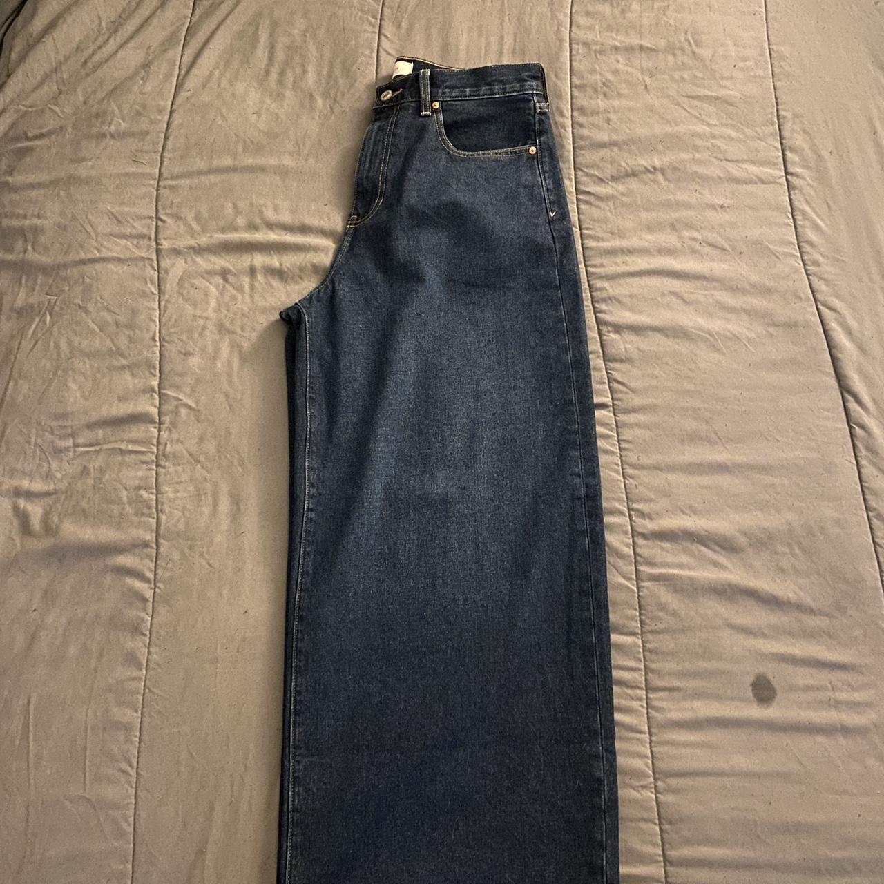 Dark blue ultra baggy jeans with a wide fit 32/30... | Depop
