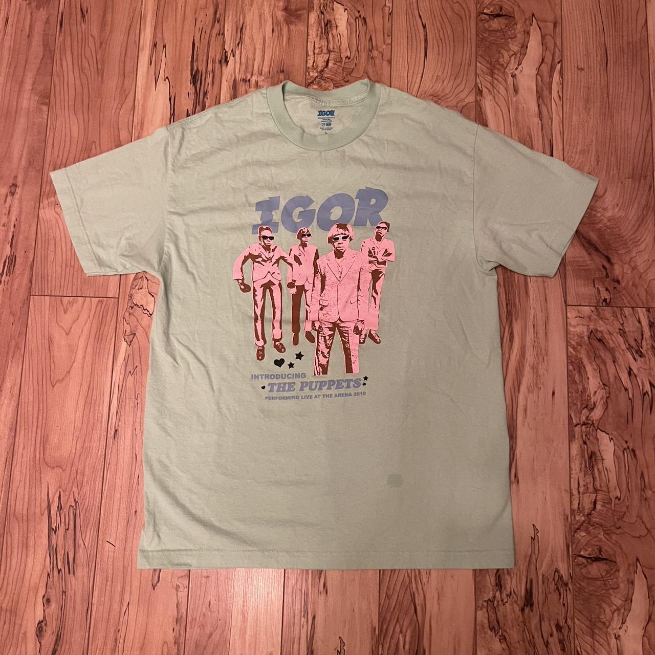Igor The Puppets Tour T-shirt in green and pink... | Depop