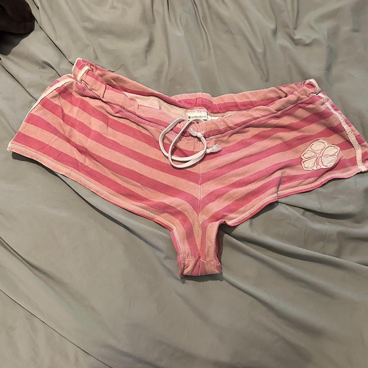 XL ultra mini shorts Pink and white gyaru No... | Depop