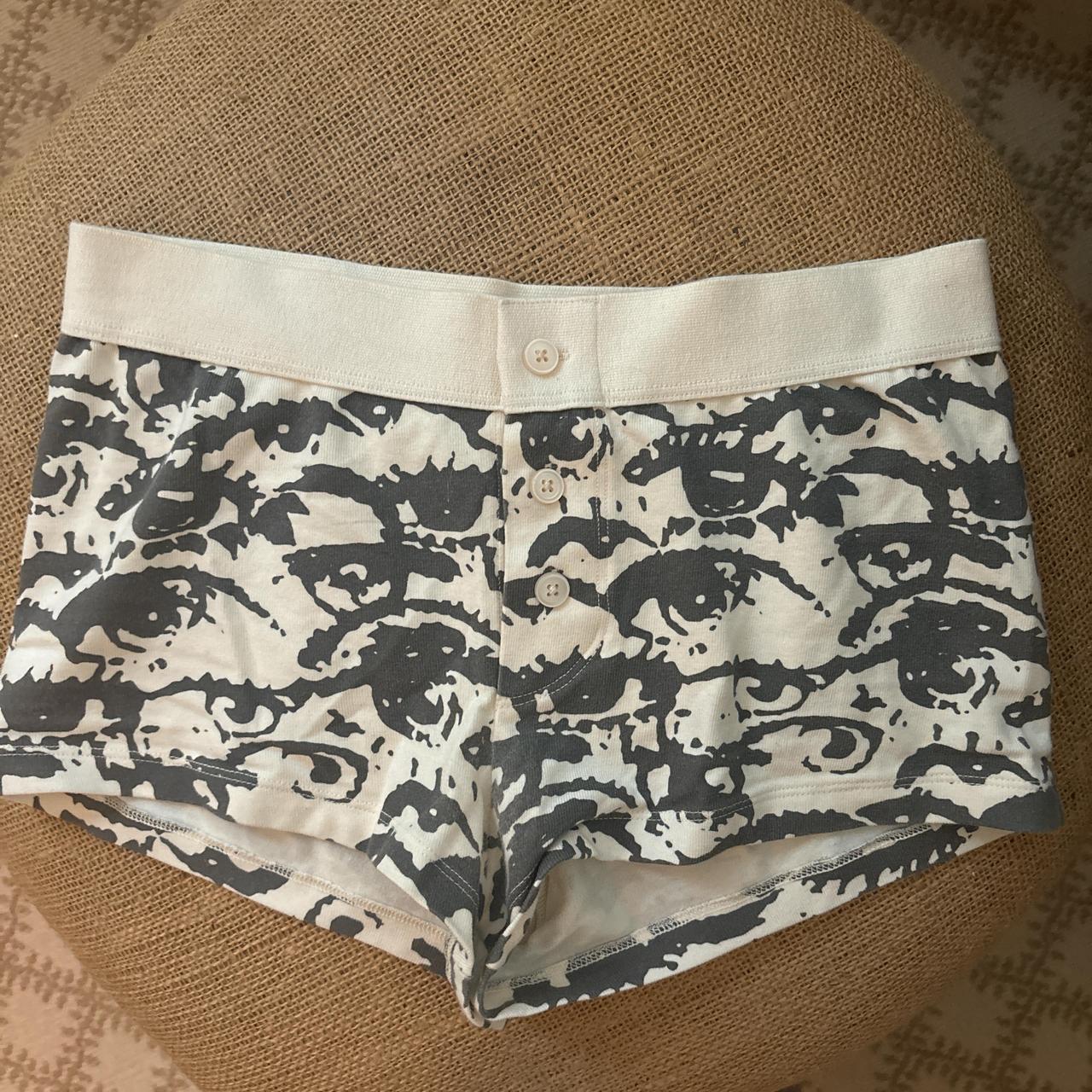 Brandy Melville eye boxer shorts size S, worn once... - Depop