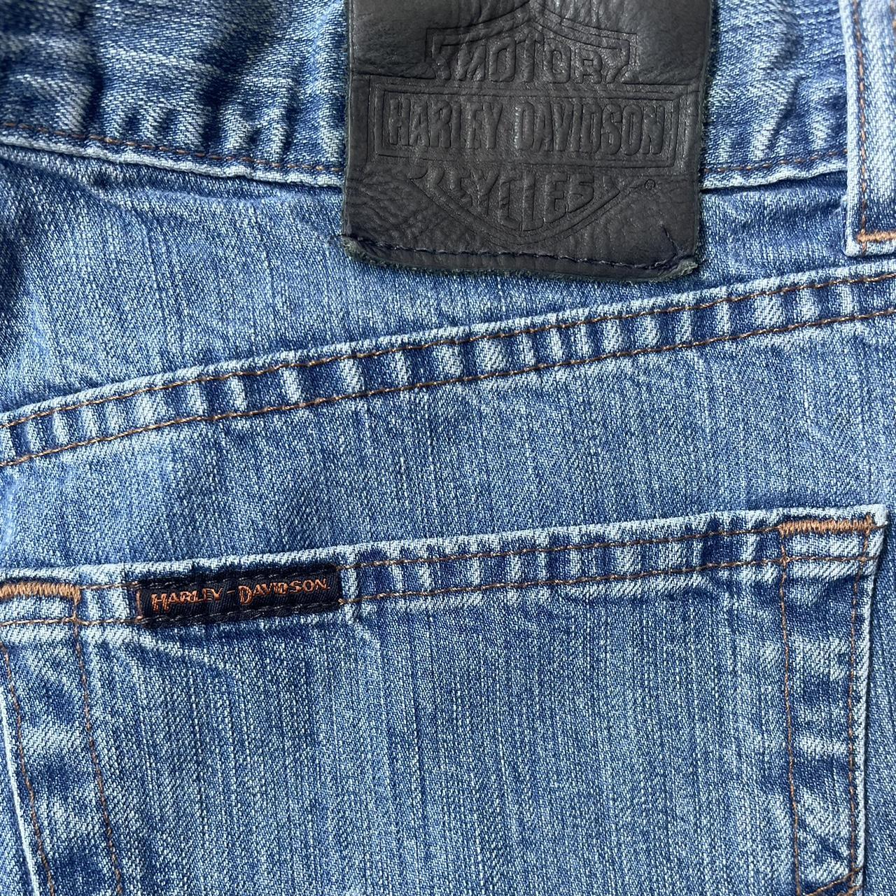 Harley-Davidson Ginuwine motorcycle blue jeans size... - Depop