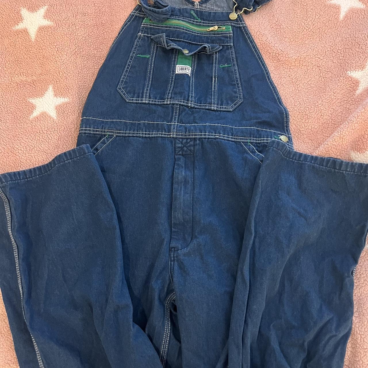 Navy blue denim overalls with a relaxed fit #indie... - Depop