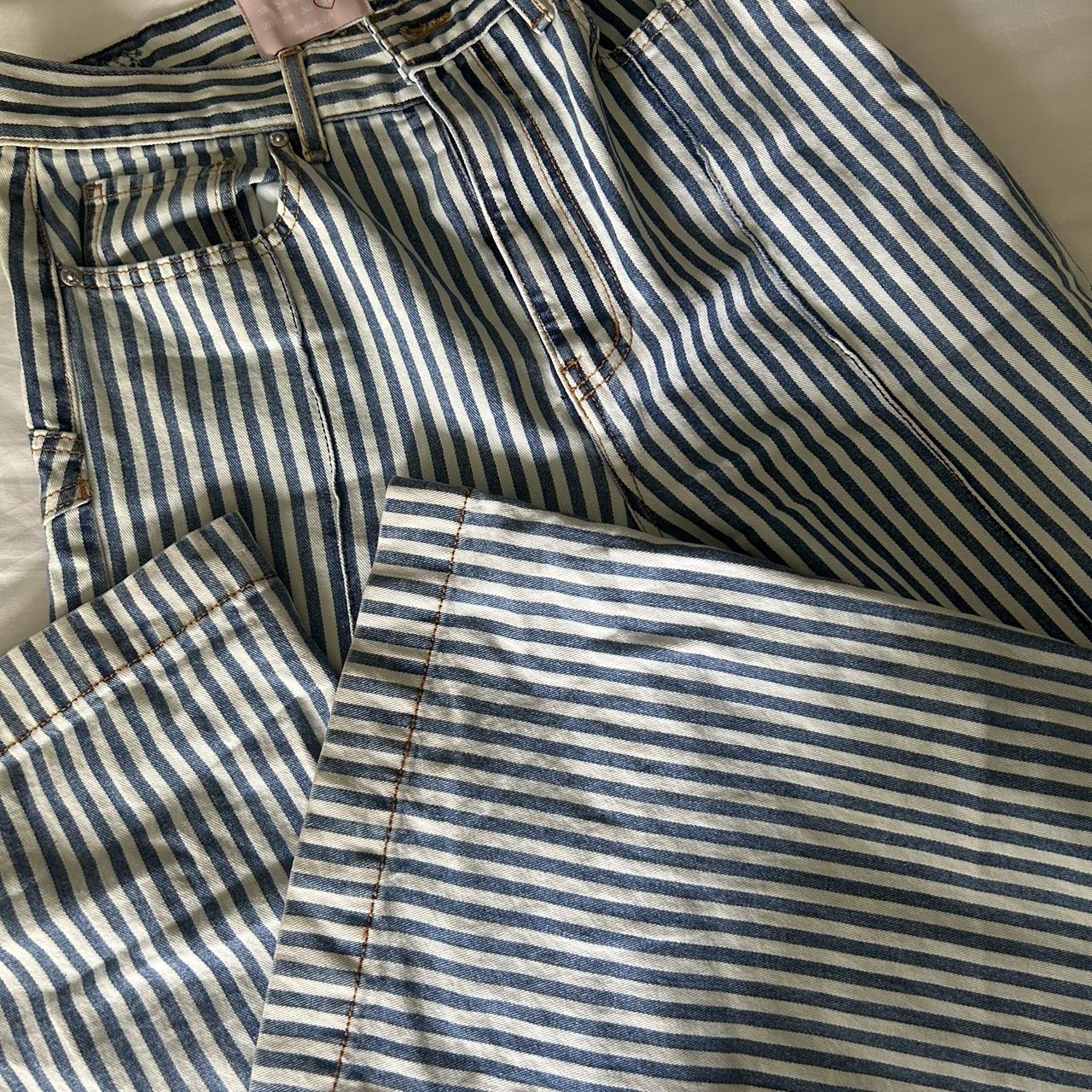 Revice Brand New Stripped Wide Leg Jeans Star on... - Depop